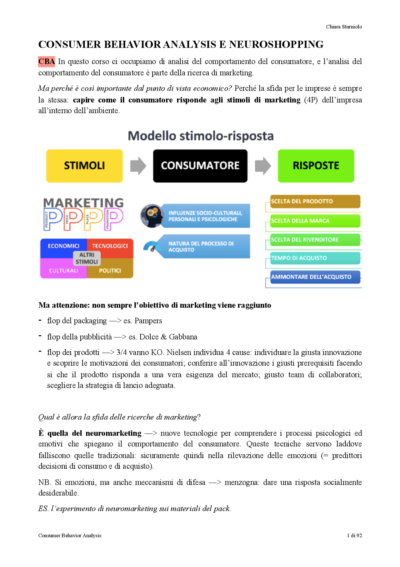 Sintesi Del Corso Di Consumer Behaviour Analysis E Neuroshopping Docsity