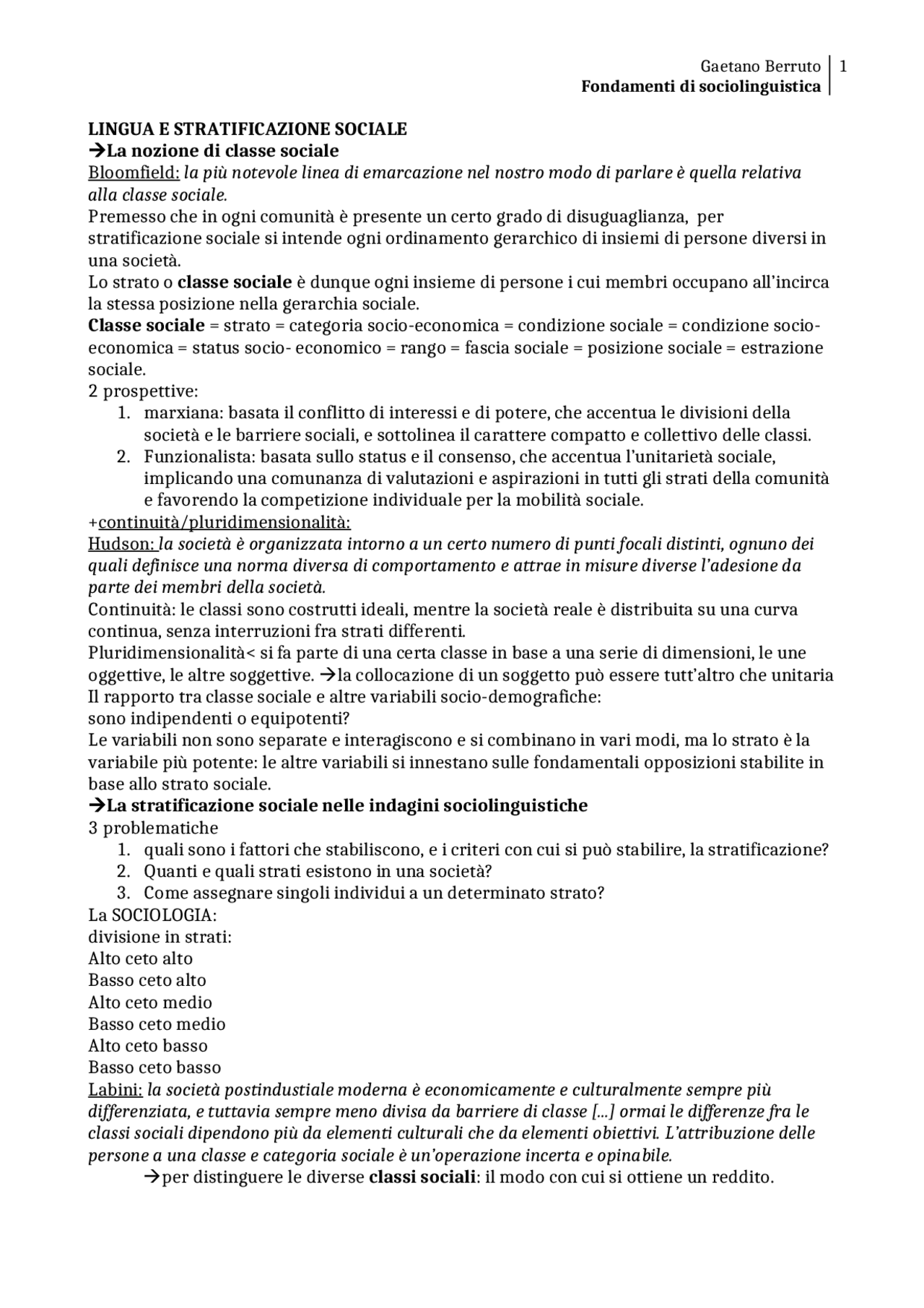 Fondamenti Di Sociolinguistica Capitolo 4 Gaetano Berruto Docsity