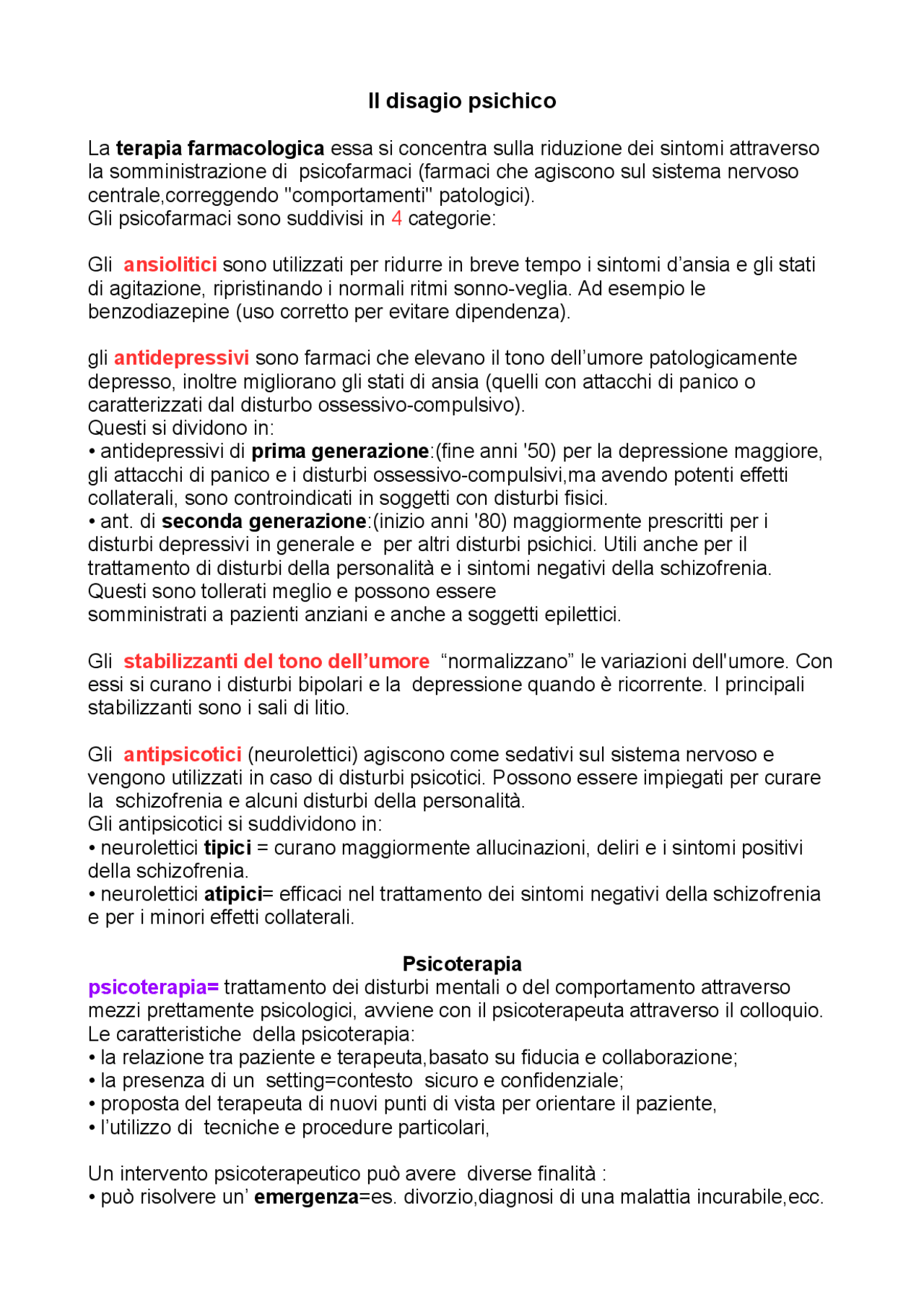 Il Disagio Psichico - Docsity