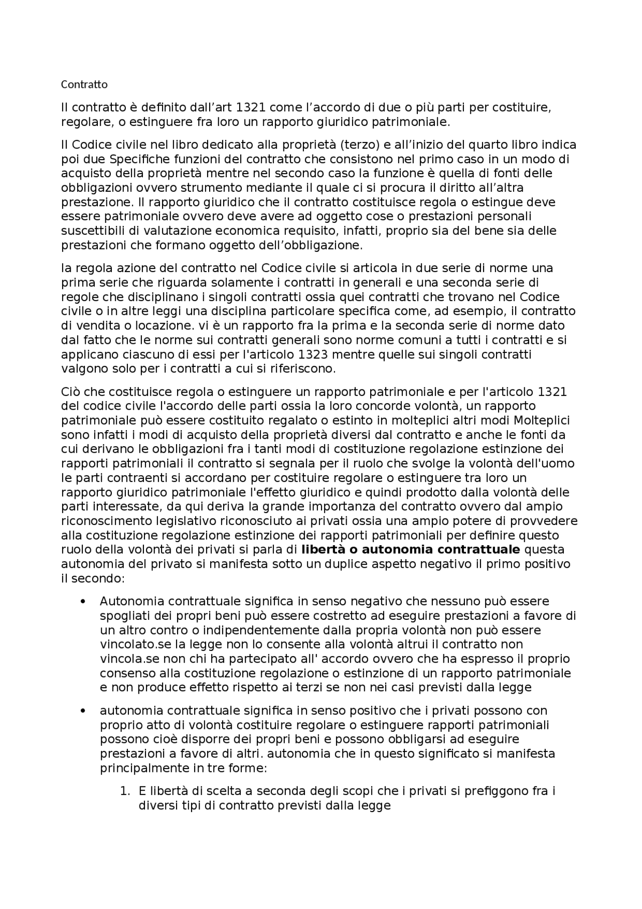 Riassunto Contratto Appunti Di Diritto Privato Docsity
