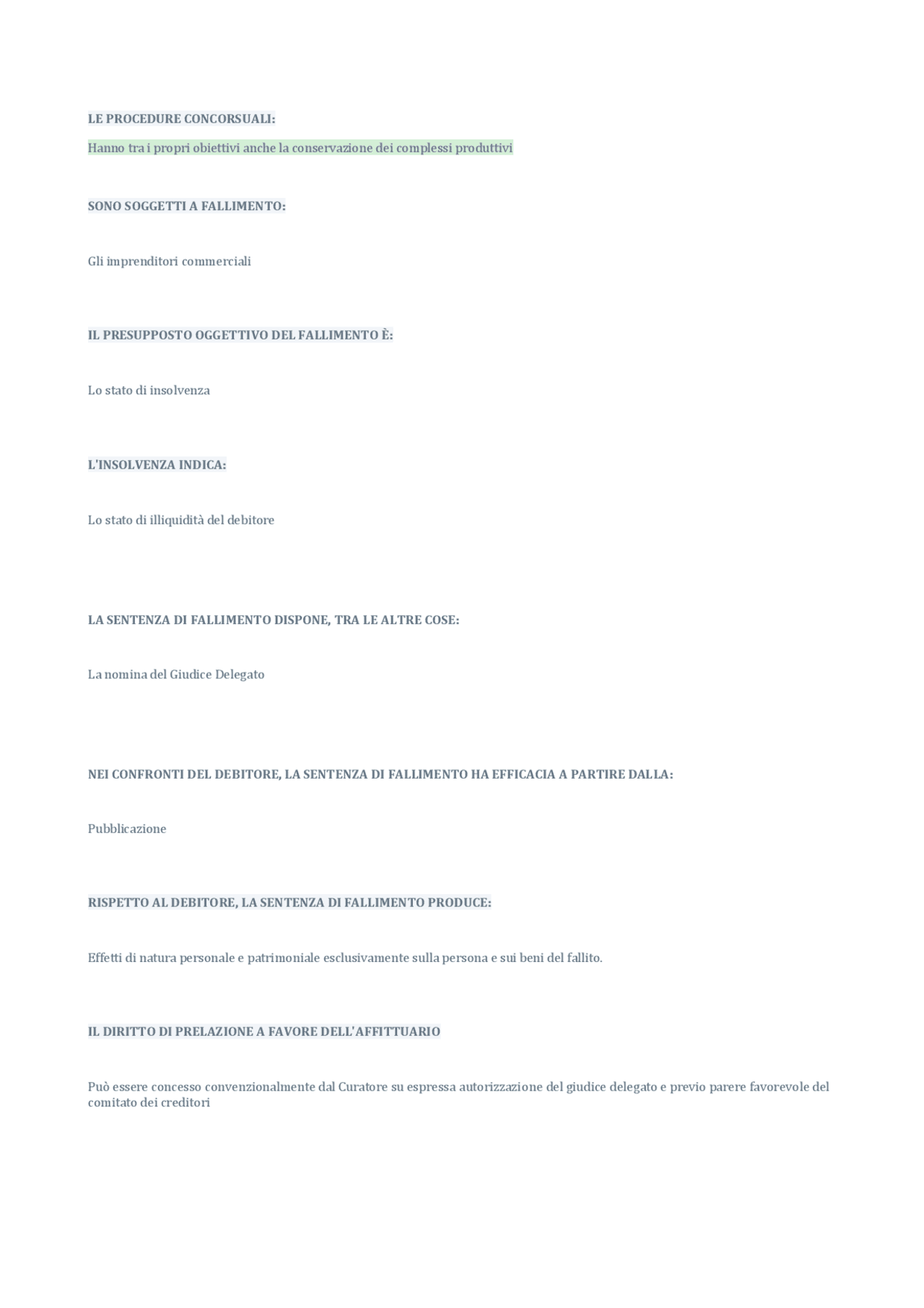 Test Diritto Fallimentare Lm 77 Mercatorum Voto 30 E Lode Docsity
