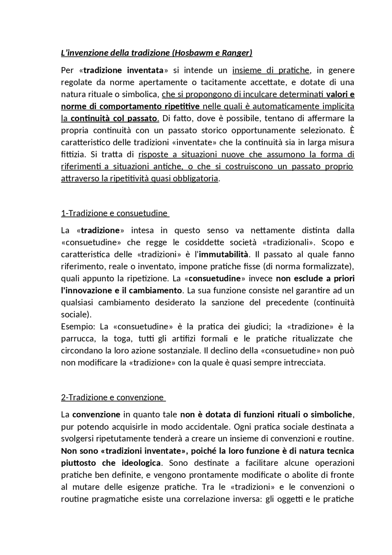 Introduzione Linvenzione Della Tradizione Hosbawm E Ranger Docsity