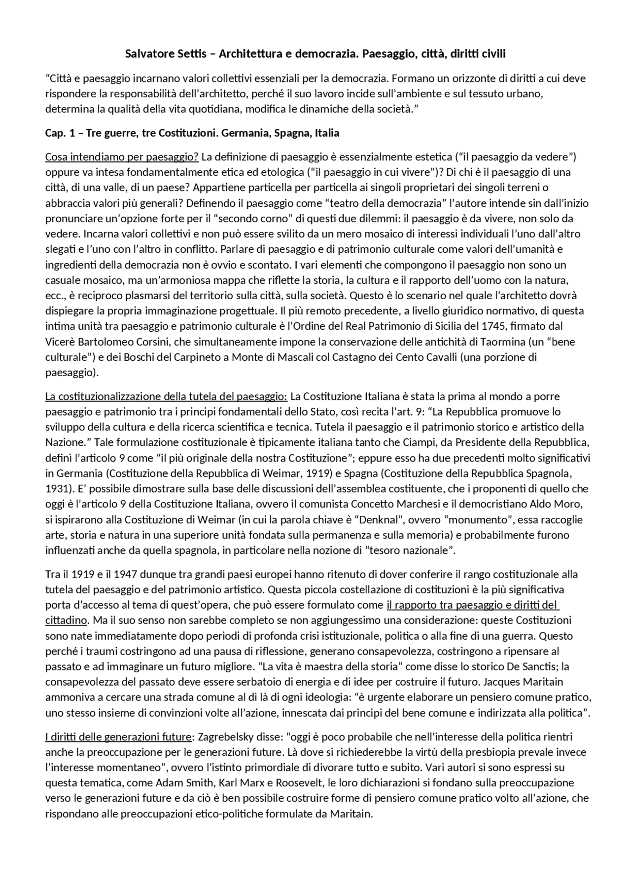 Salvatore Settis Architettura E Democrazia Riassunto Appunti Di