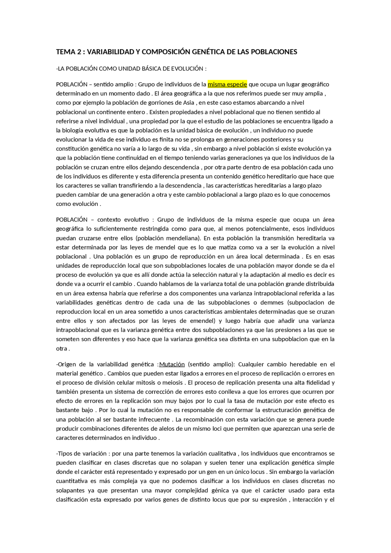 Apuntes Tema 2 Genetica Evolutiva Docsity