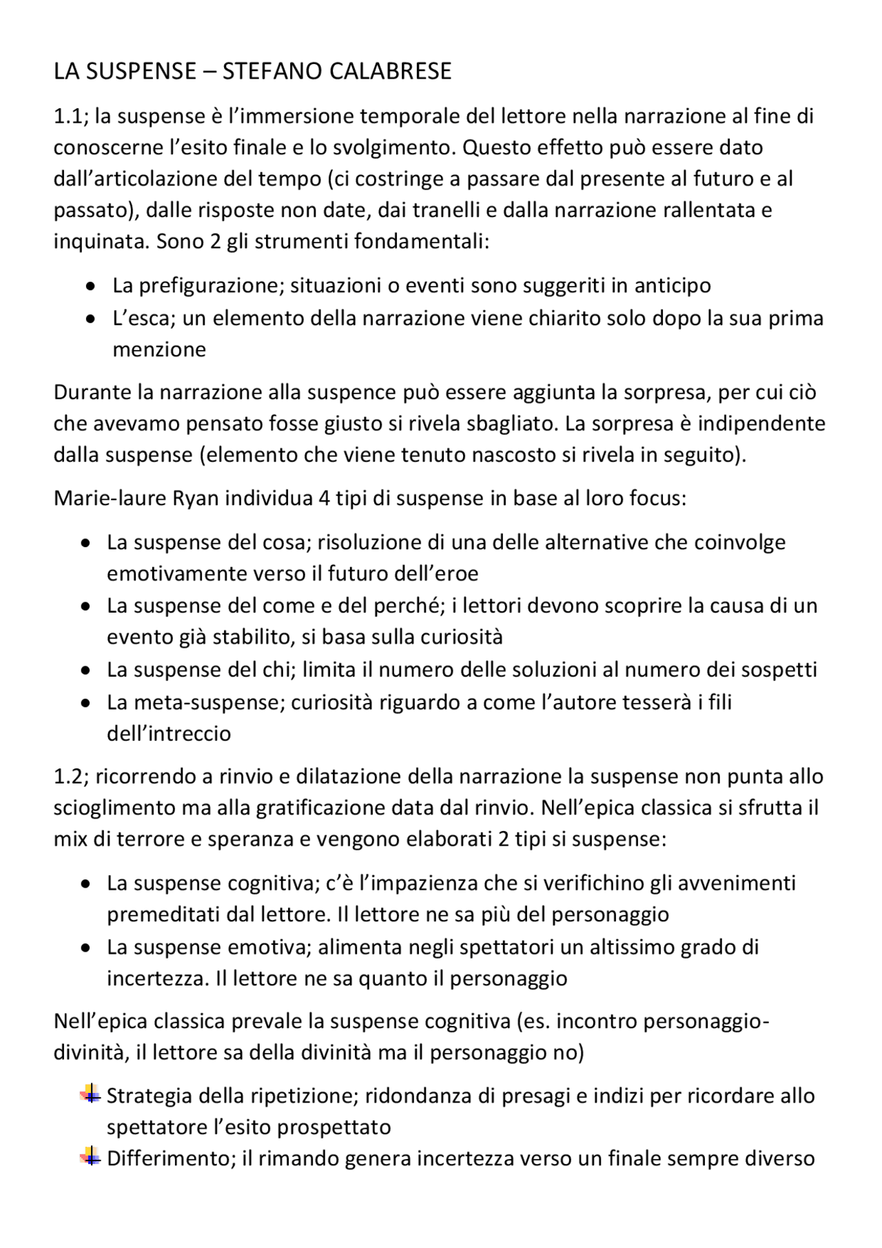 La Suspense Stefano Calabrese Docsity