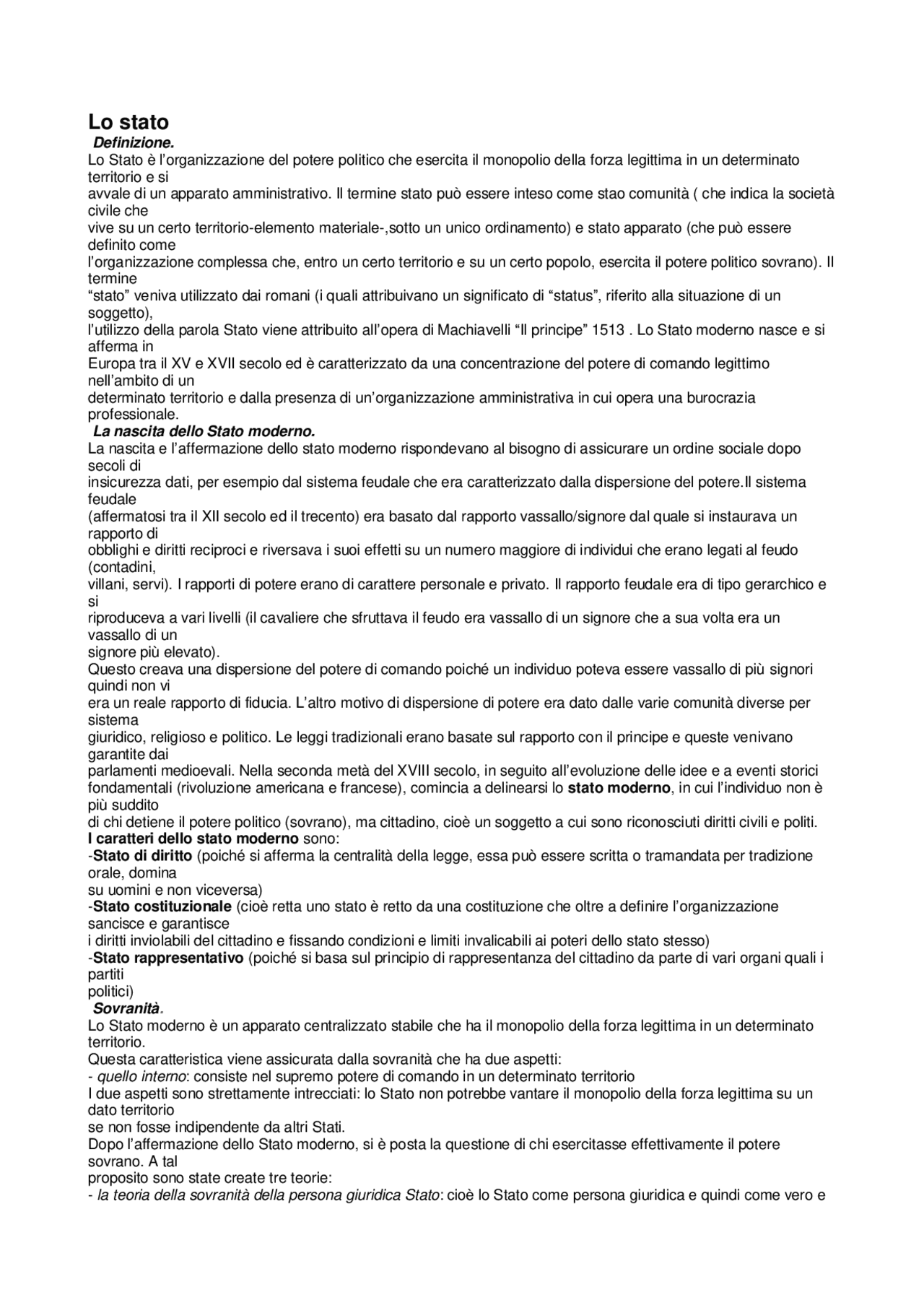 Lo stato italiano e la sua struttura - Docsity