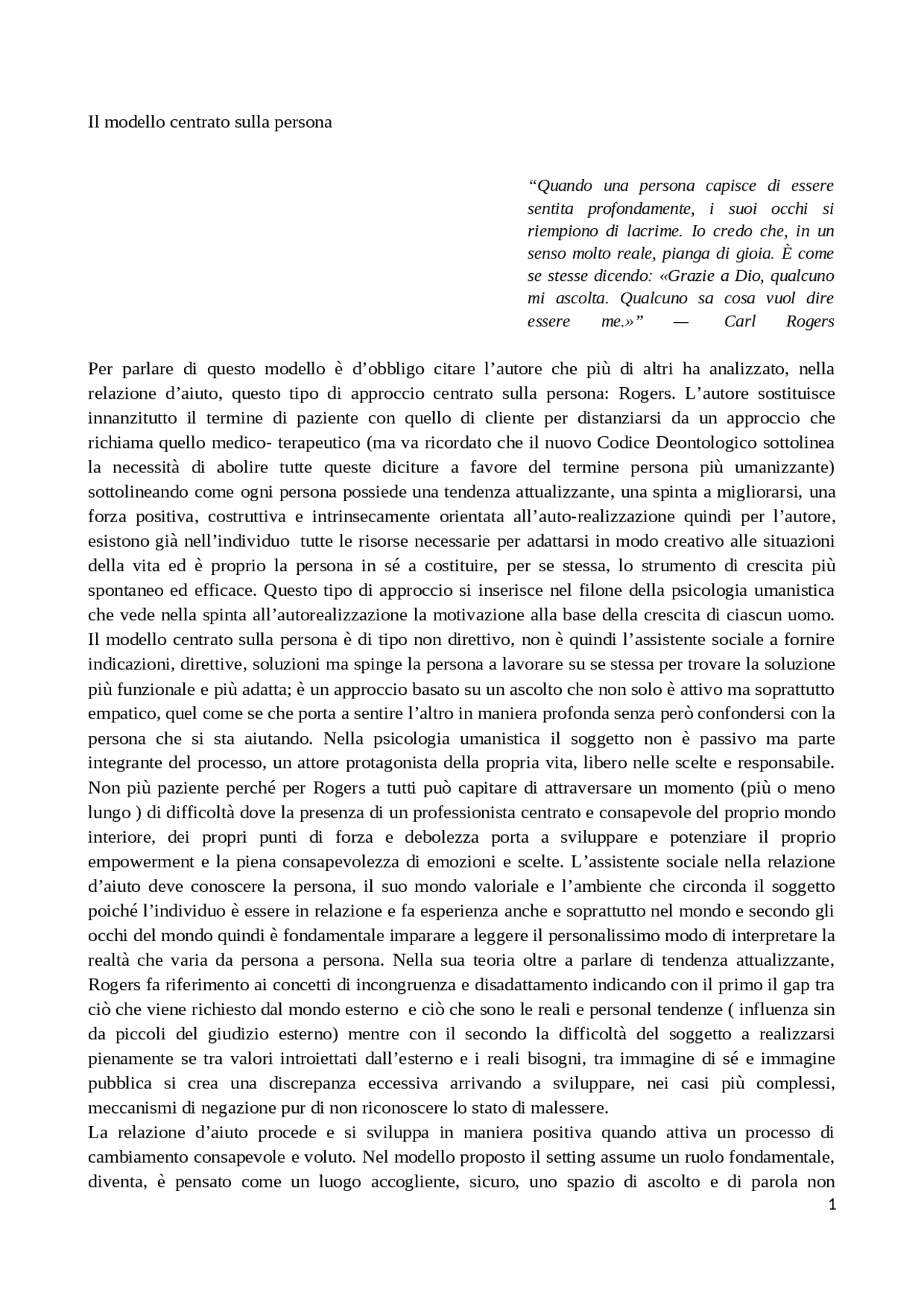 Modello operativo centrato sulla persona - Docsity