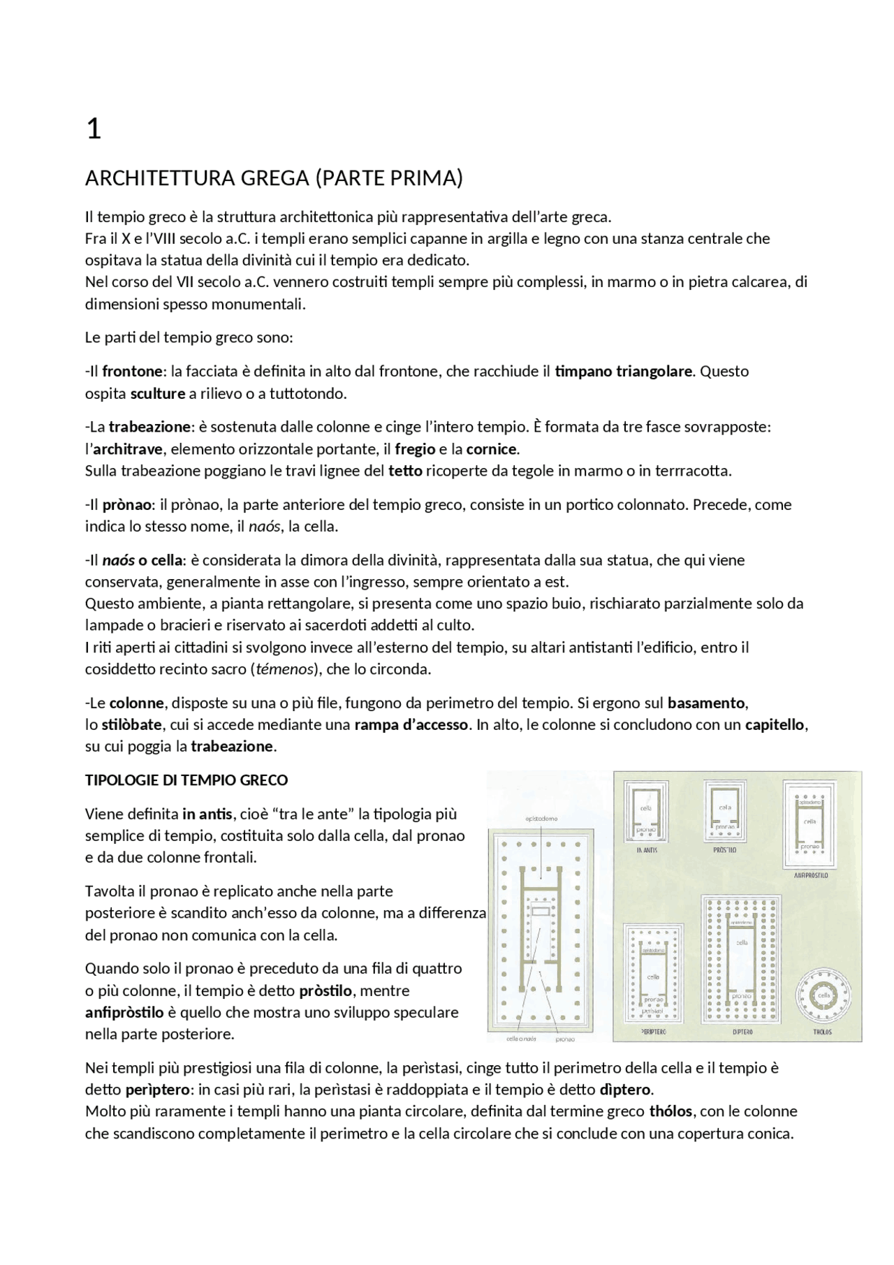 Appunti storia dell'architettura (tempio greco) - Docsity