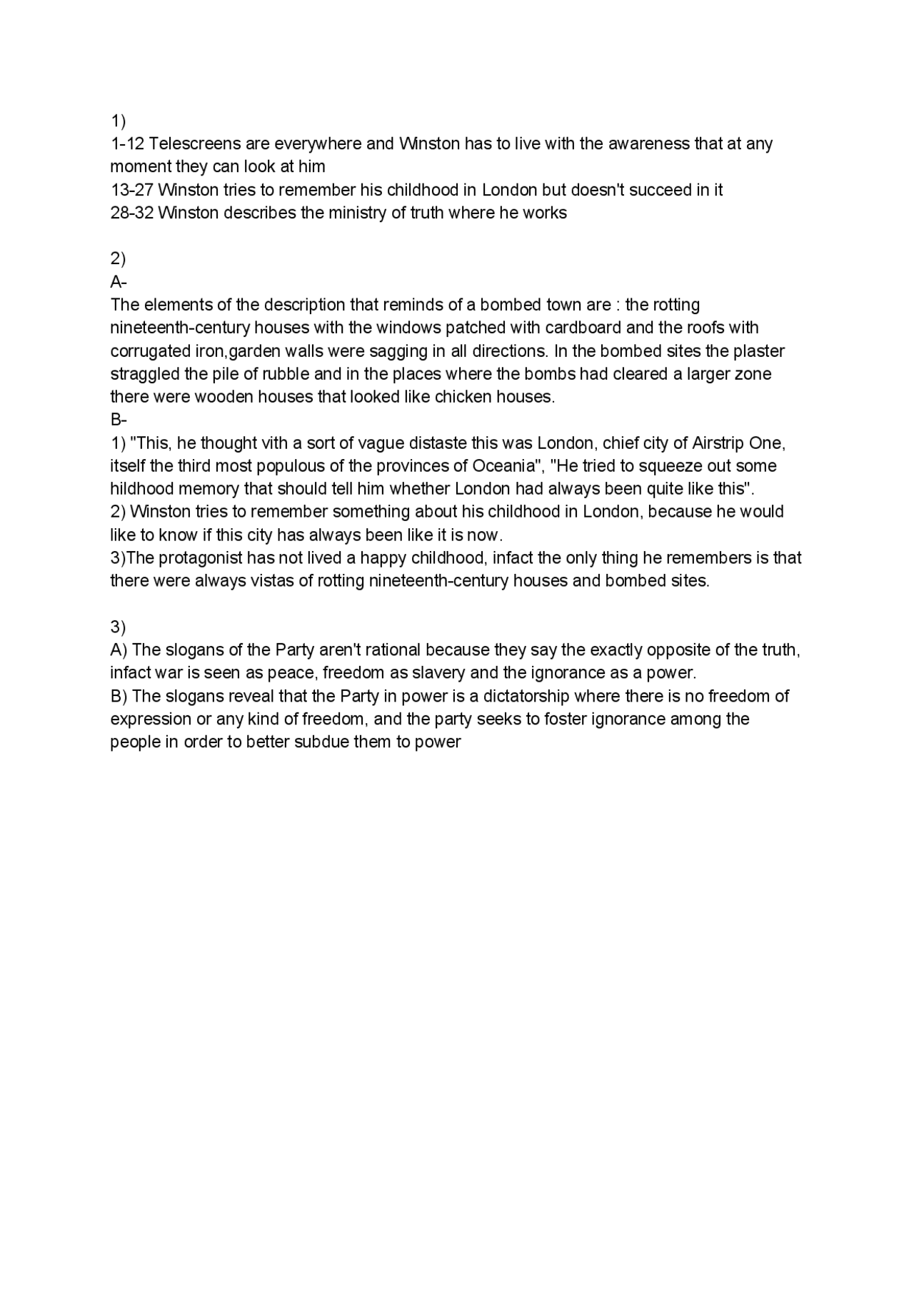 1984 comprehension Orwell - Docsity