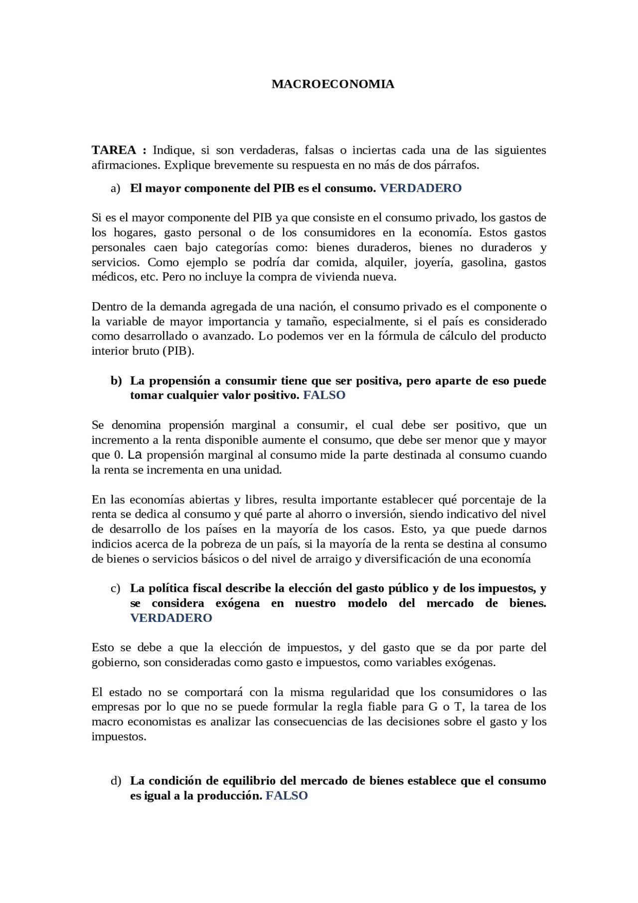 Ejercicios De Componentes Del Pib Ejercicios De Macroeconomía Docsity