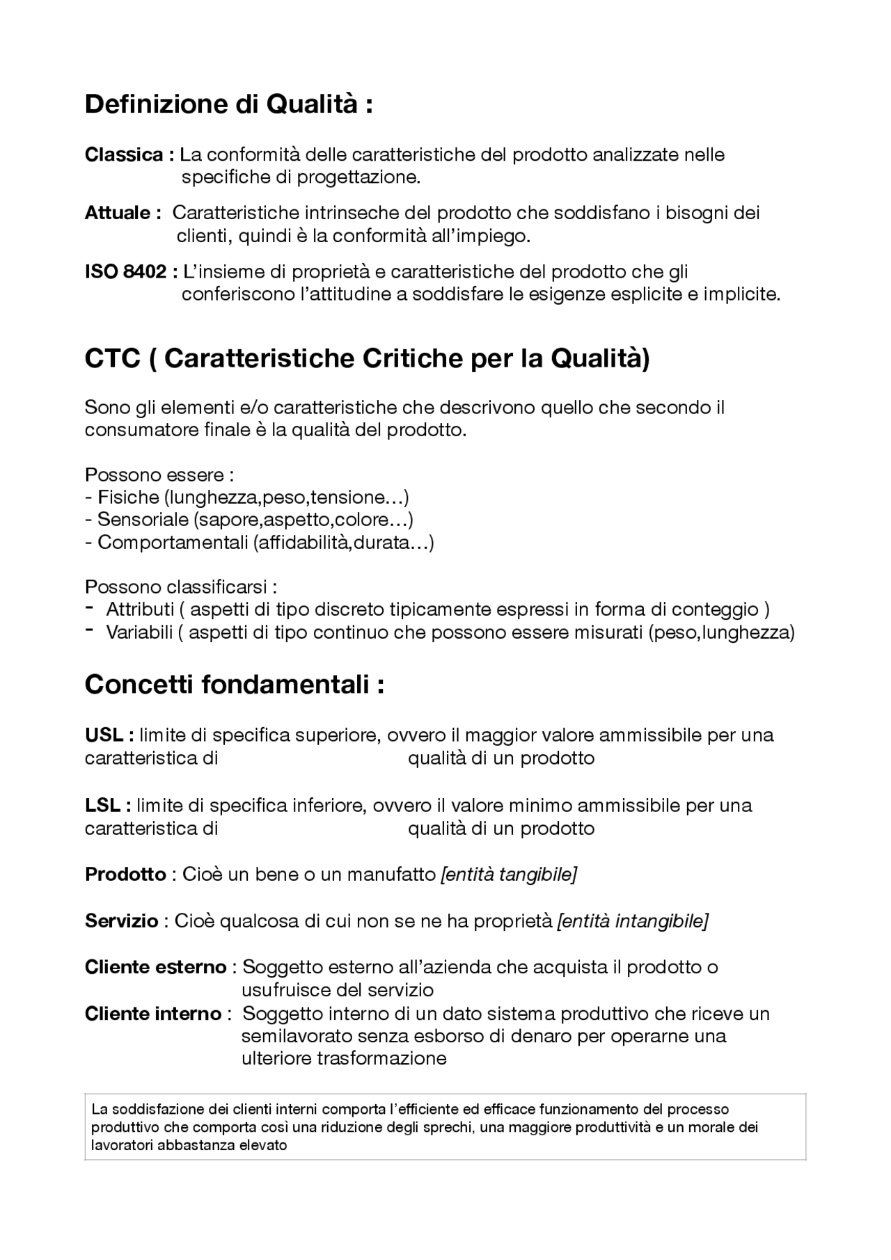 Riassunto Gestione Della QualitÀ Docsity