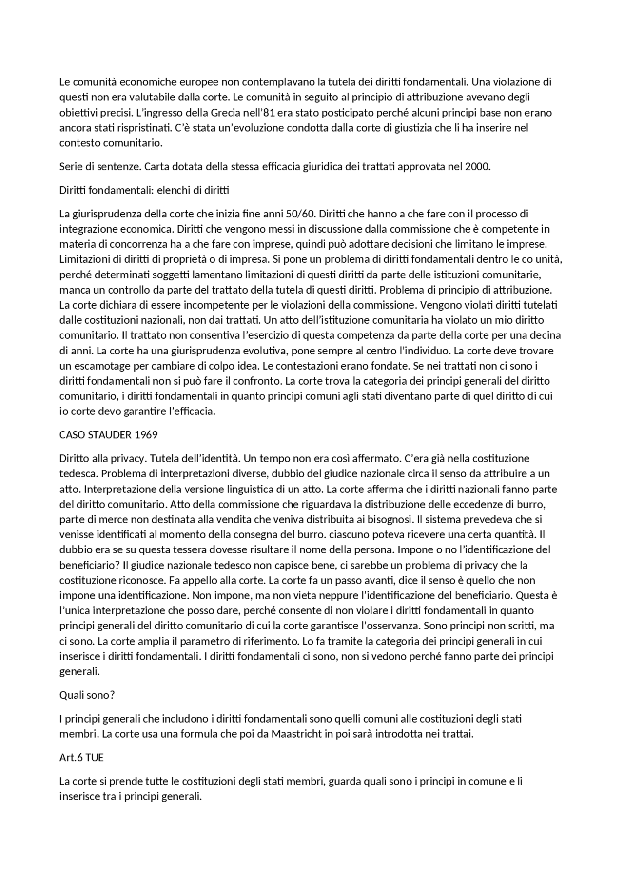 Diritti Fondamentali Diritto Ue Docsity