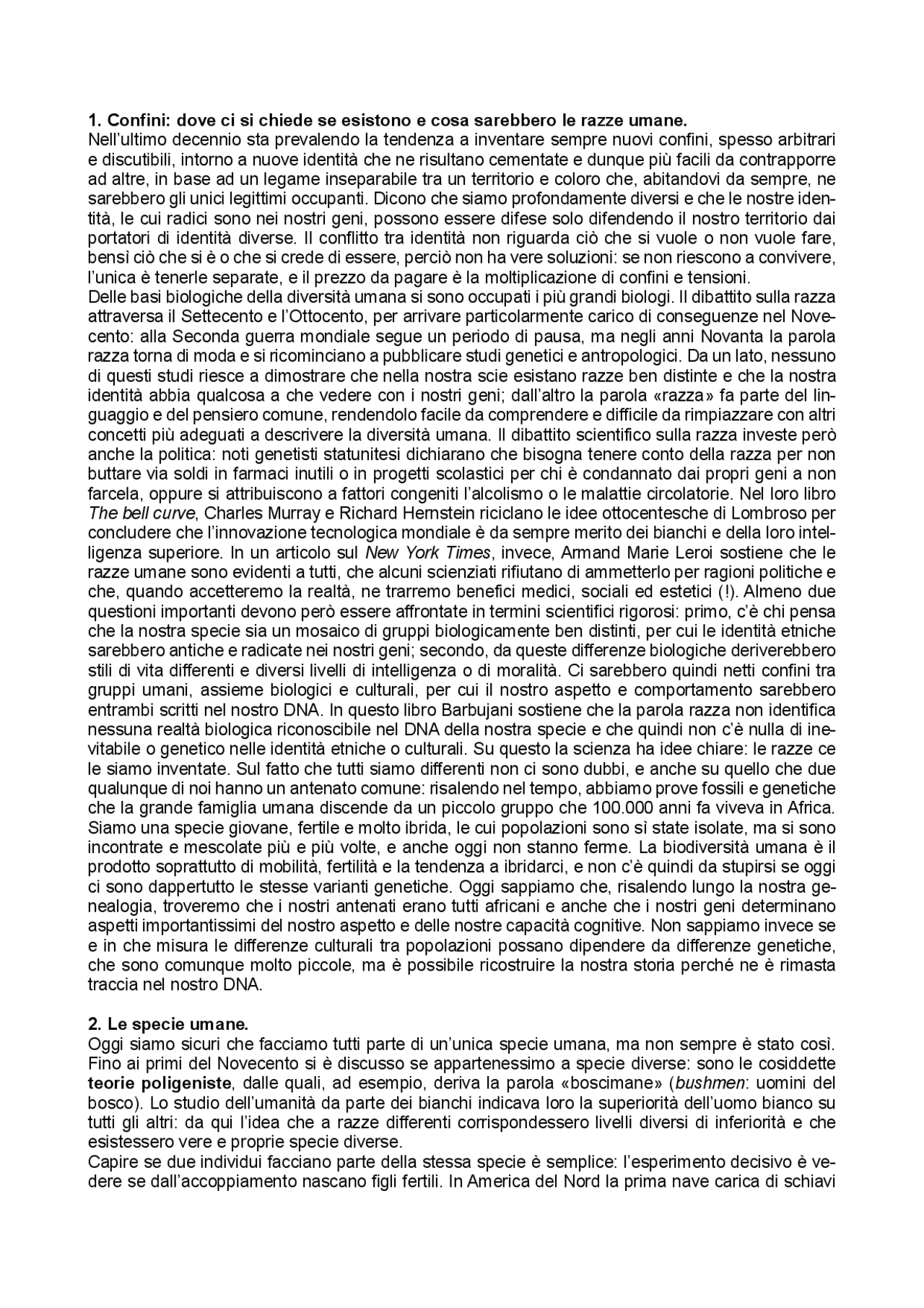 G Barbujiani Linvenzione Delle Razze Riassunto Docsity
