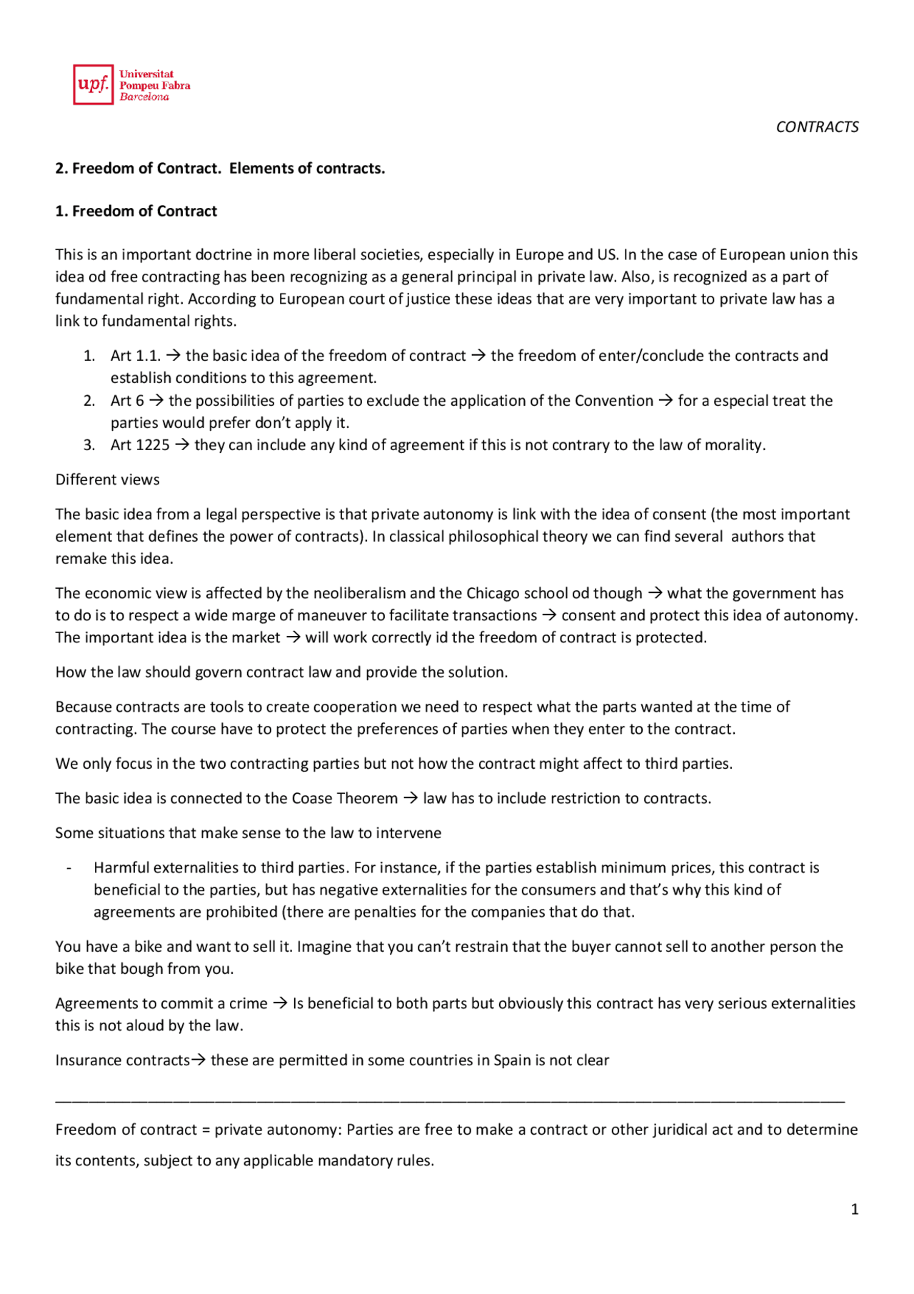 Contracts Unit Two Upf Docsity