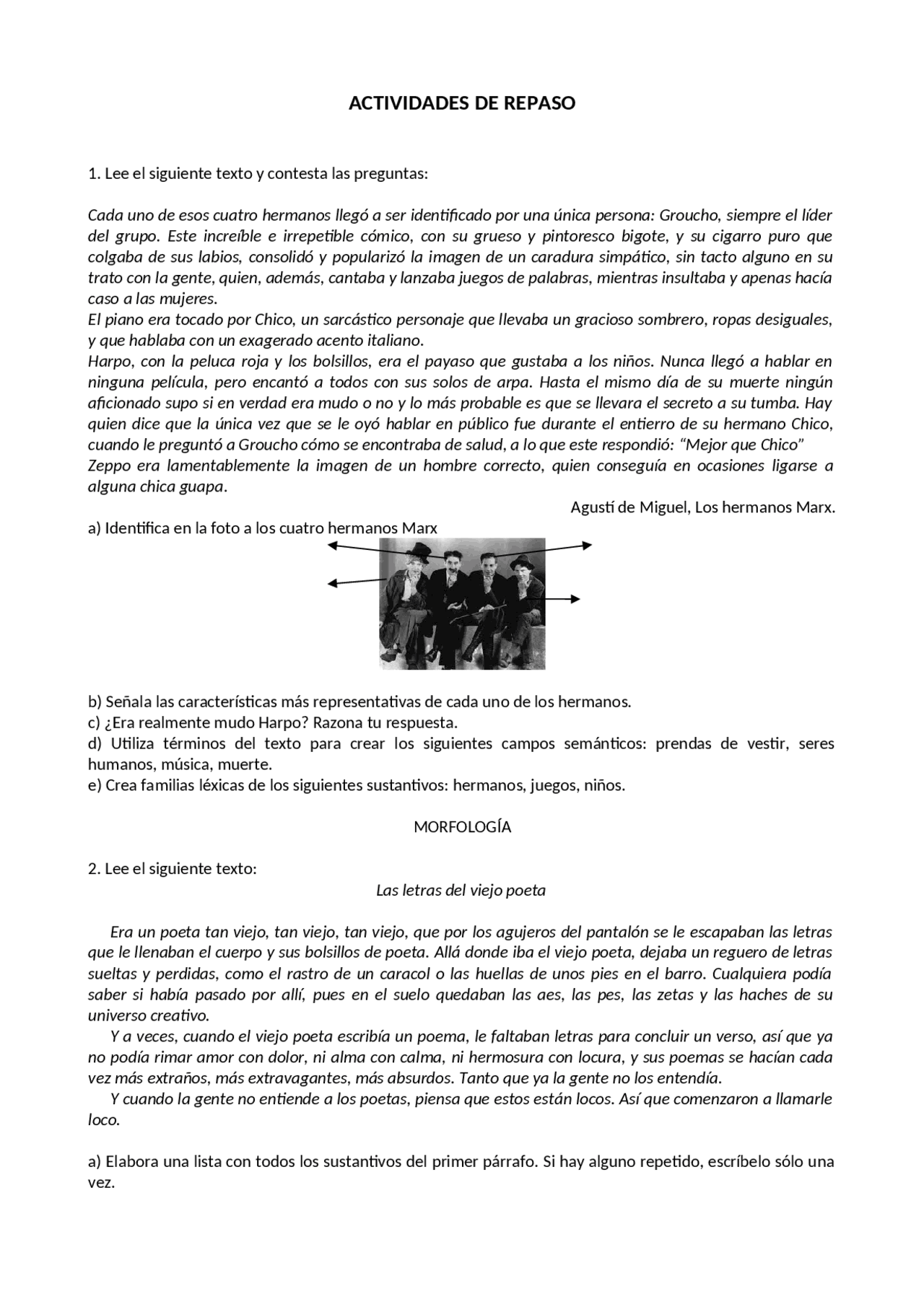 Ejercicios Repaso Gramática Docsity