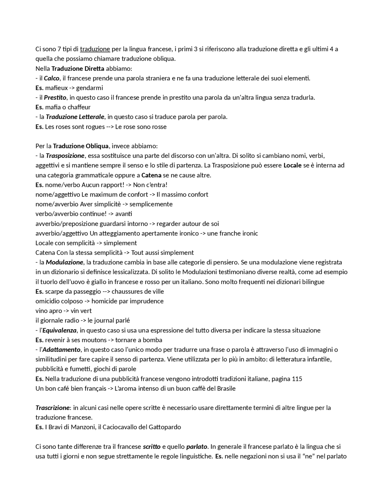 Francese Orale La Storia Francese Docsity