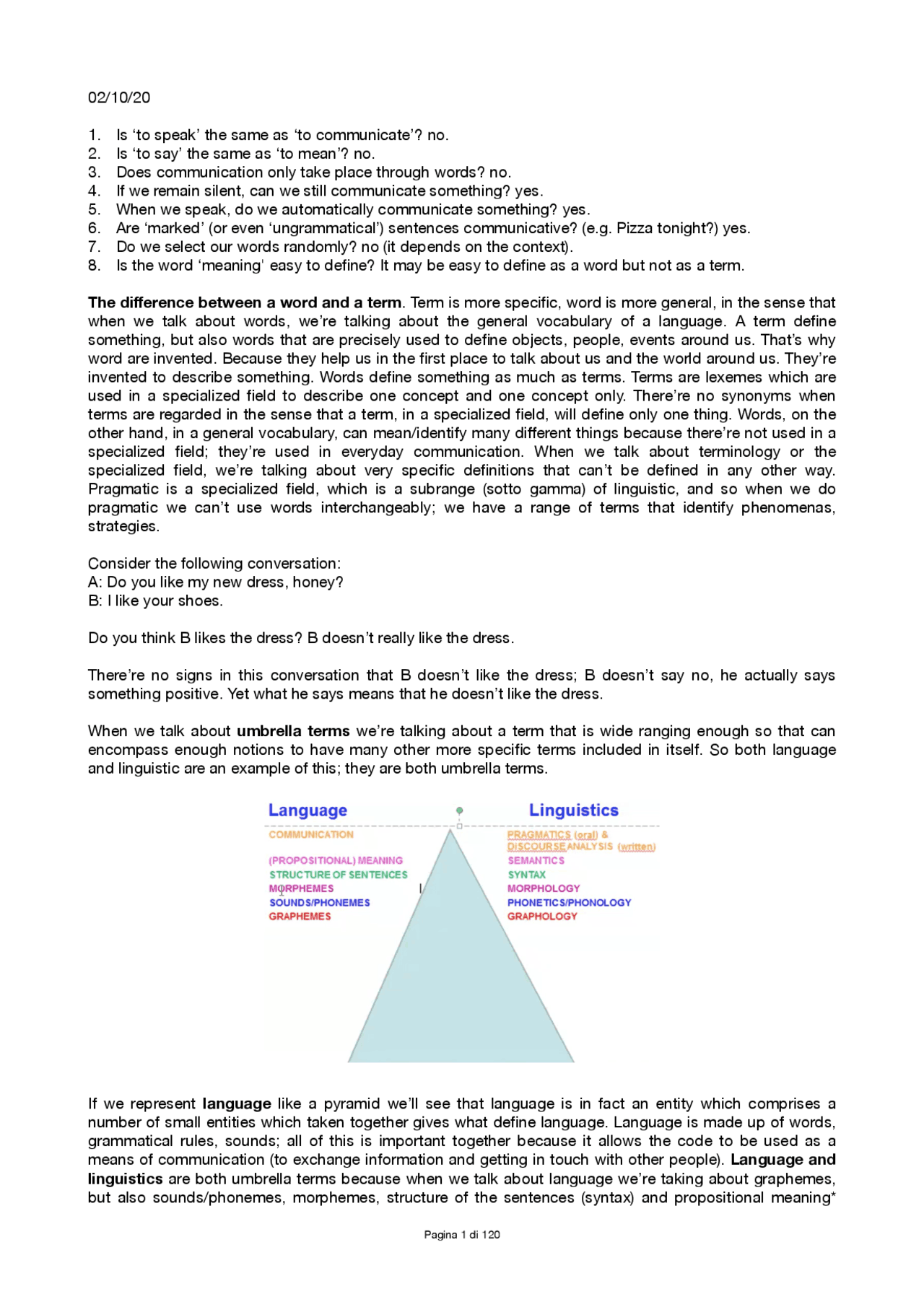 Modulo Teorico Inglese 3 20202021 Unige Docsity