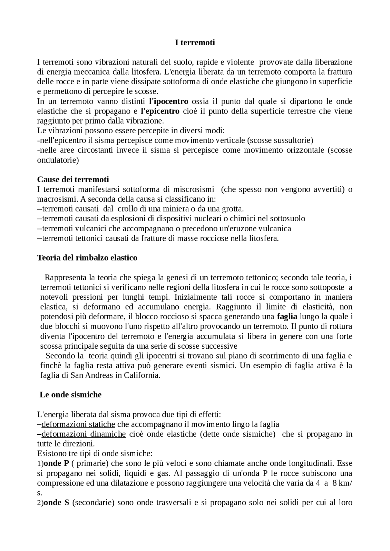 Appunti Sui Terremoti Docsity