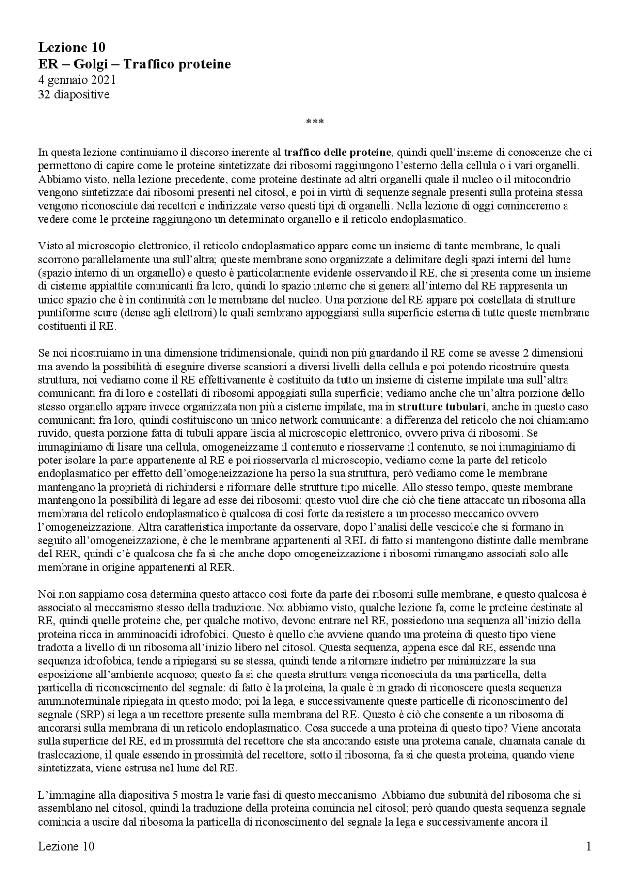 Appunti Di Biologia Della Cellula Docsity
