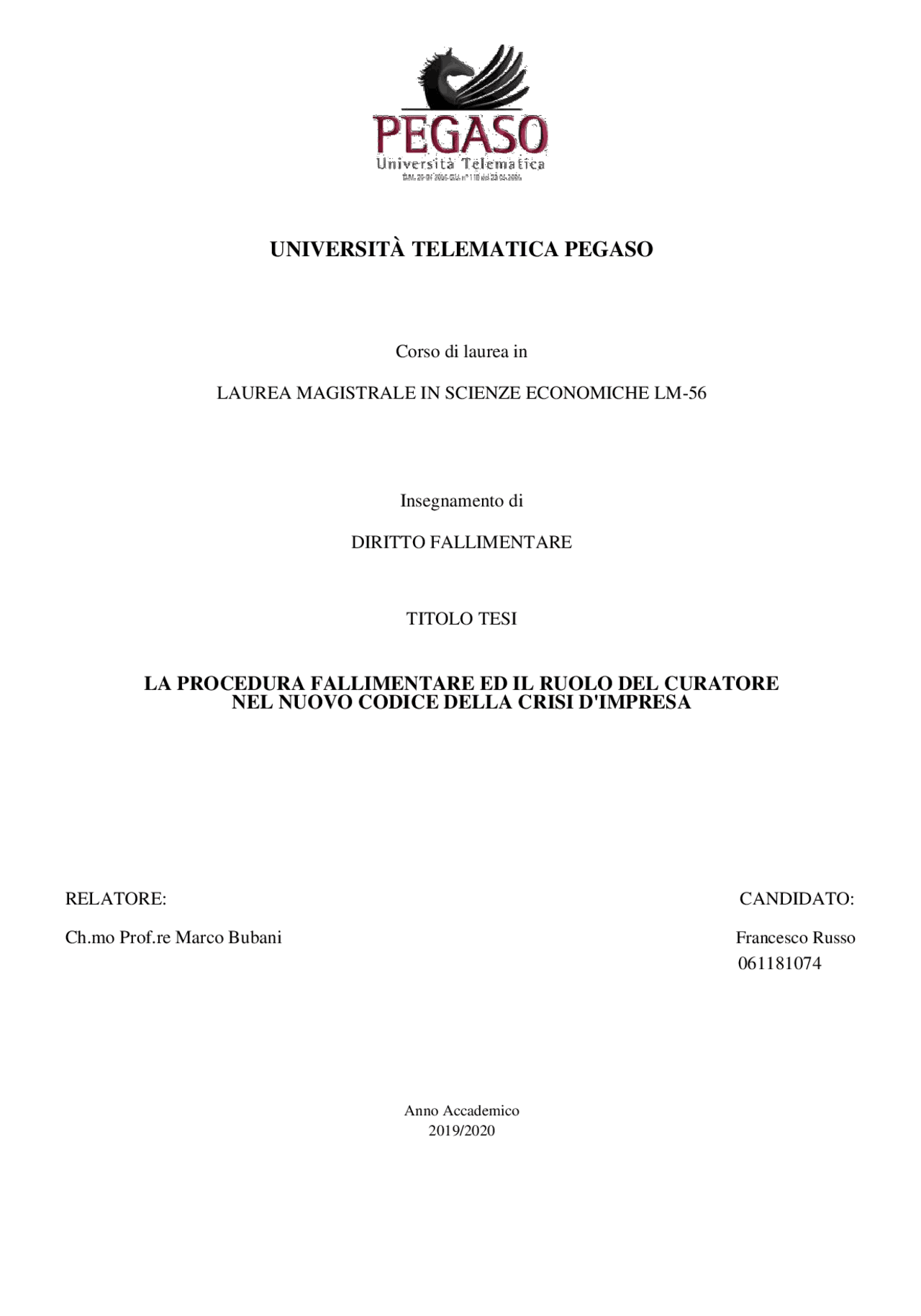Diritto Fallimentare Docsity