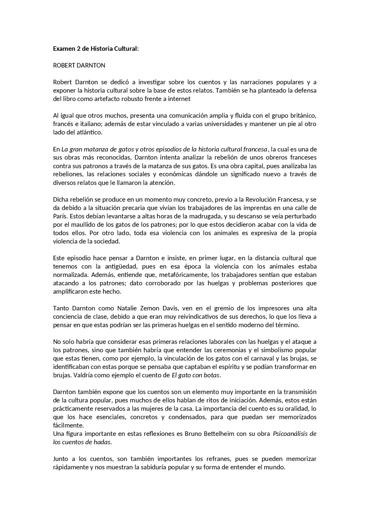 Examen Historia Cultural | Apuntes de Historia Cultural de Europa | Docsity