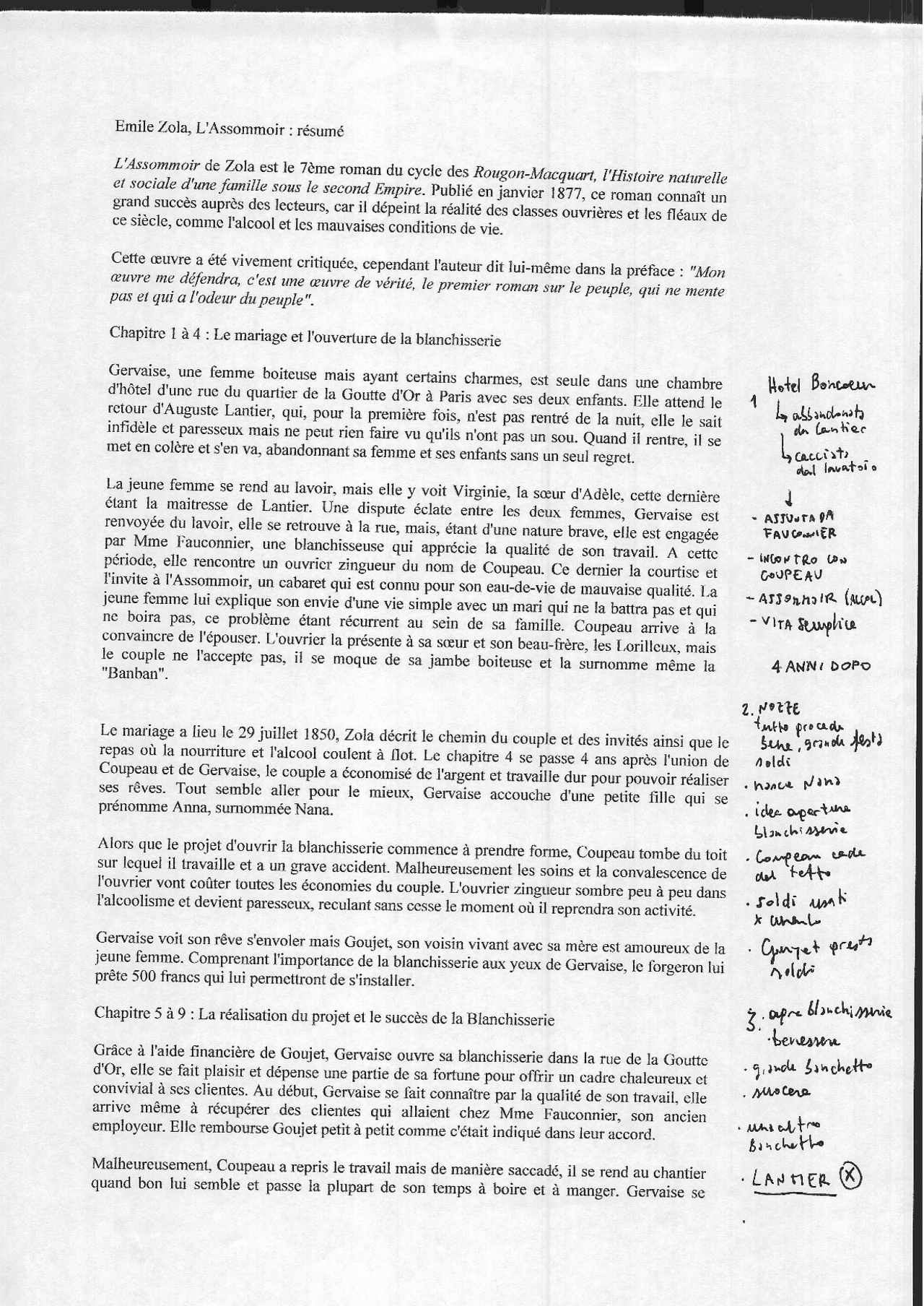 Appunti Roman experimental e riassunto del romanzo L'Assommoir - Docsity