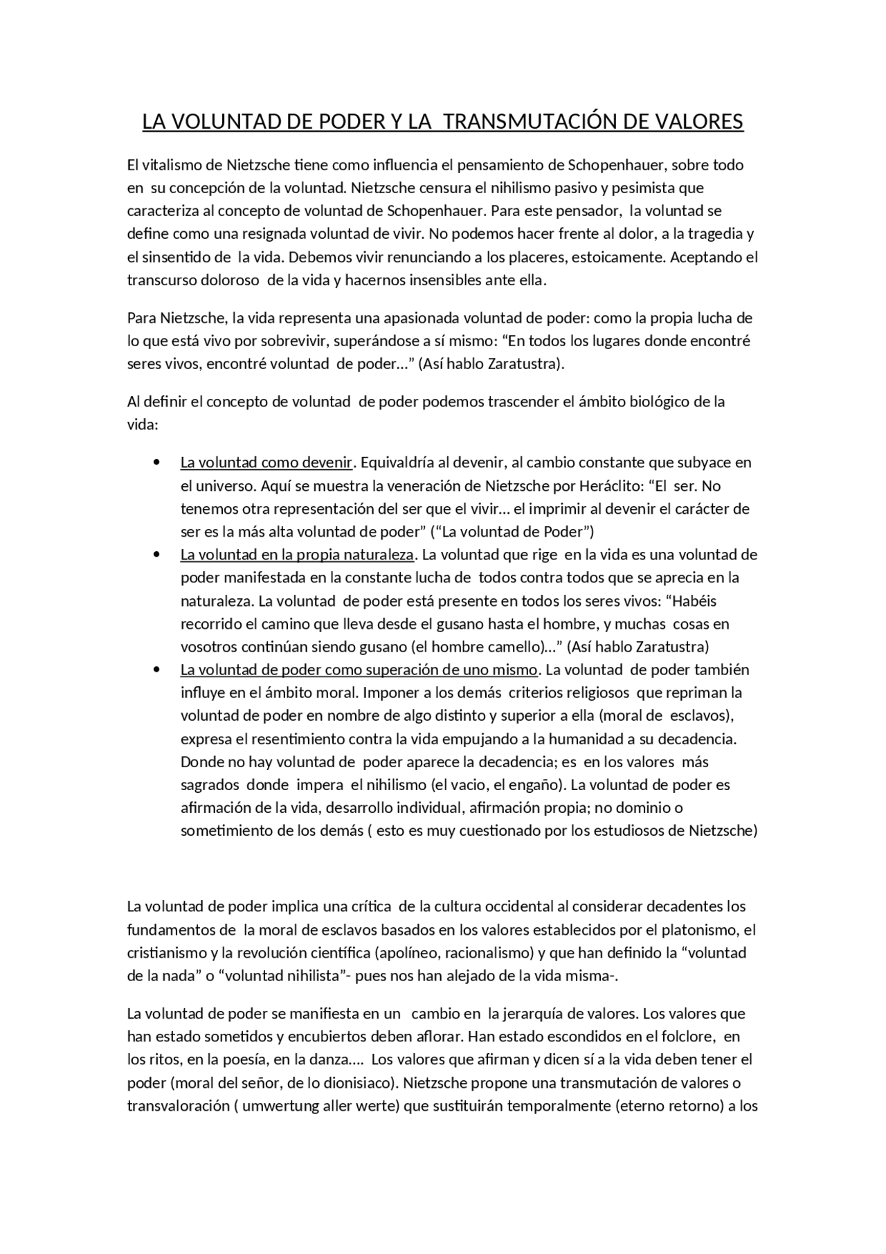 LA VOLUNTAD DE PODER Y LA TRANSMUTACIÓN DE VALORES NIETZSCHE | Apuntes ...
