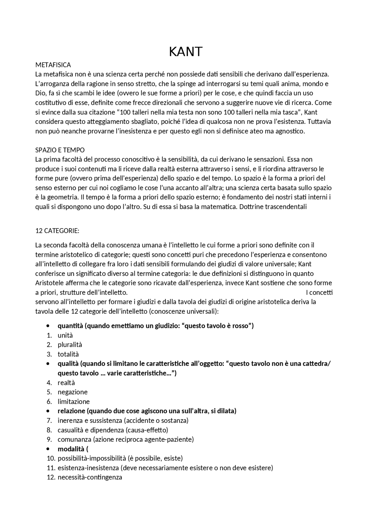Approfondimenti Sul Pensiero Di Kant Docsity