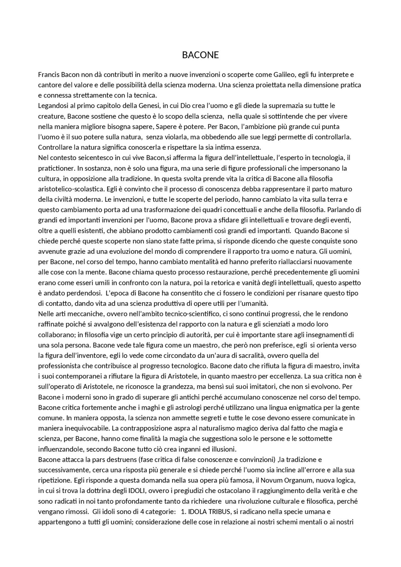 Appunti Su Francis Bacon Docsity