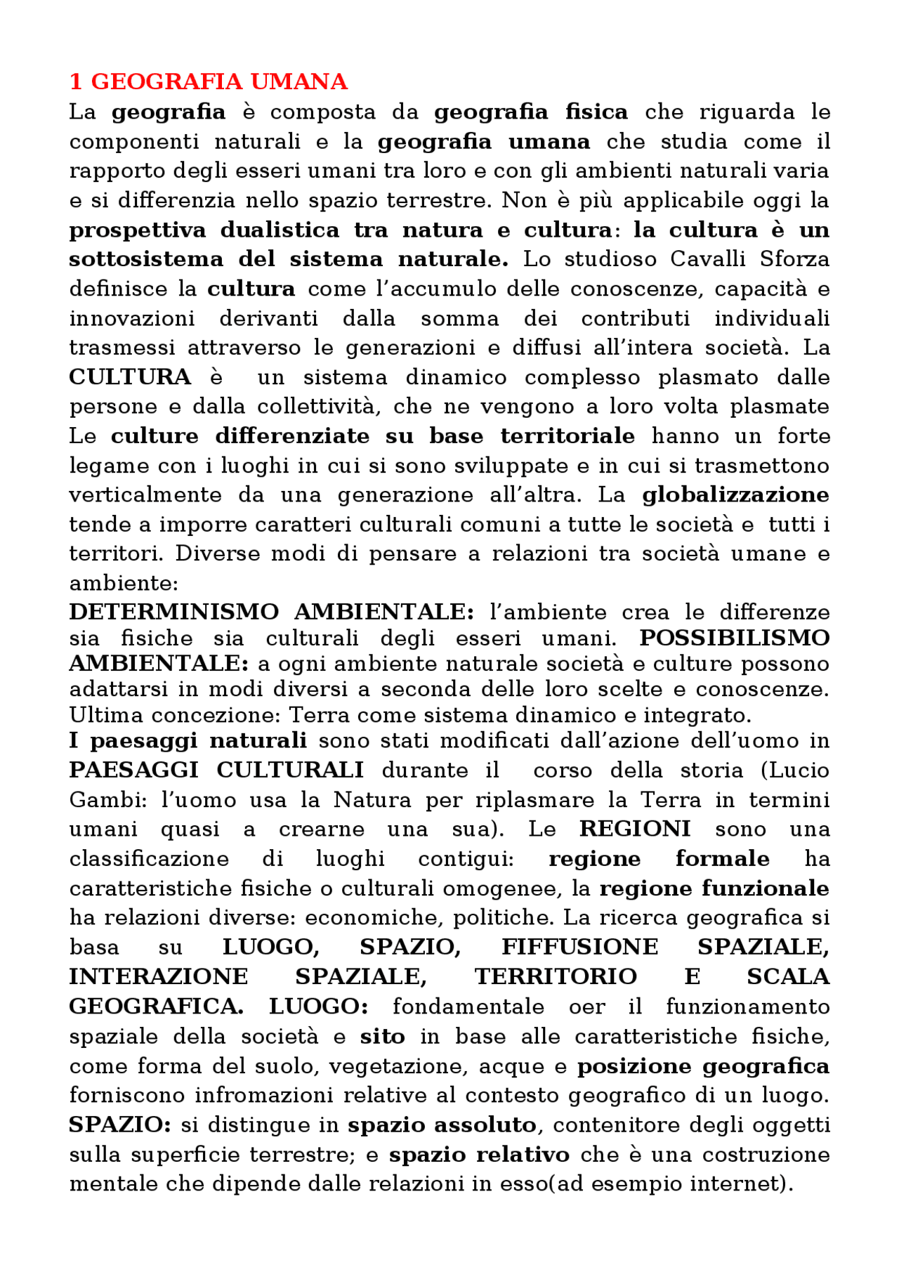 Geografia Umana Riassunto Docsity