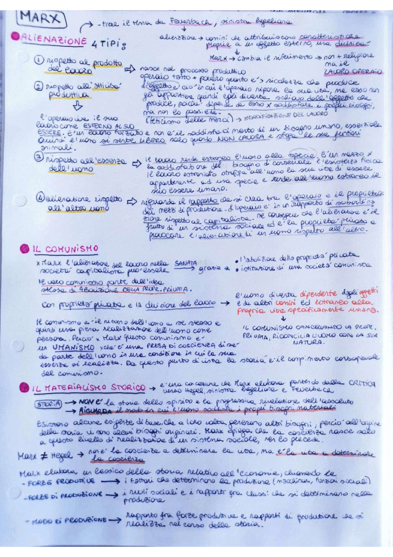 Marx Sintesi Filosofia Docsity