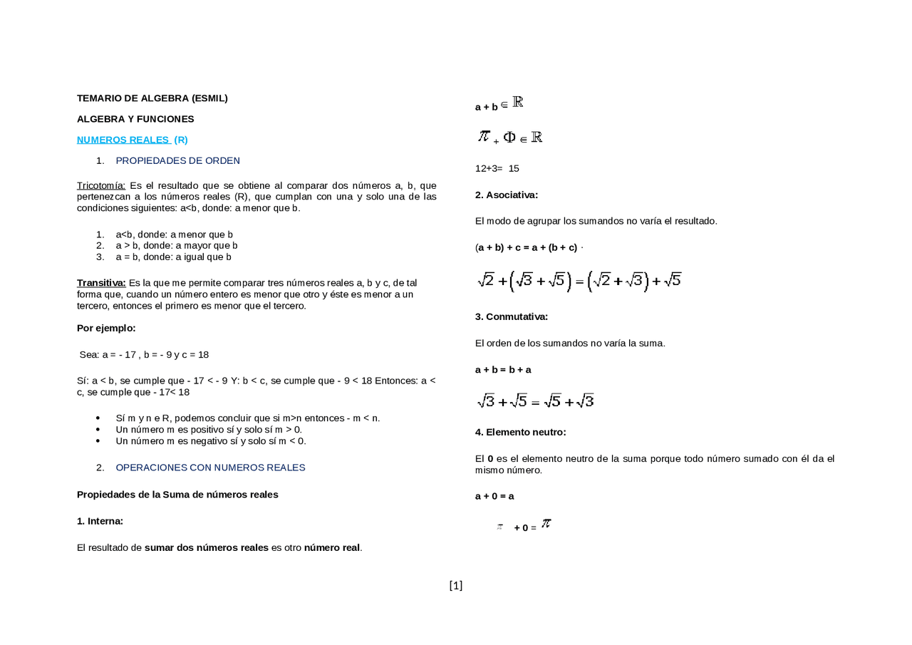 Algebra avanzada cuestionario - Docsity