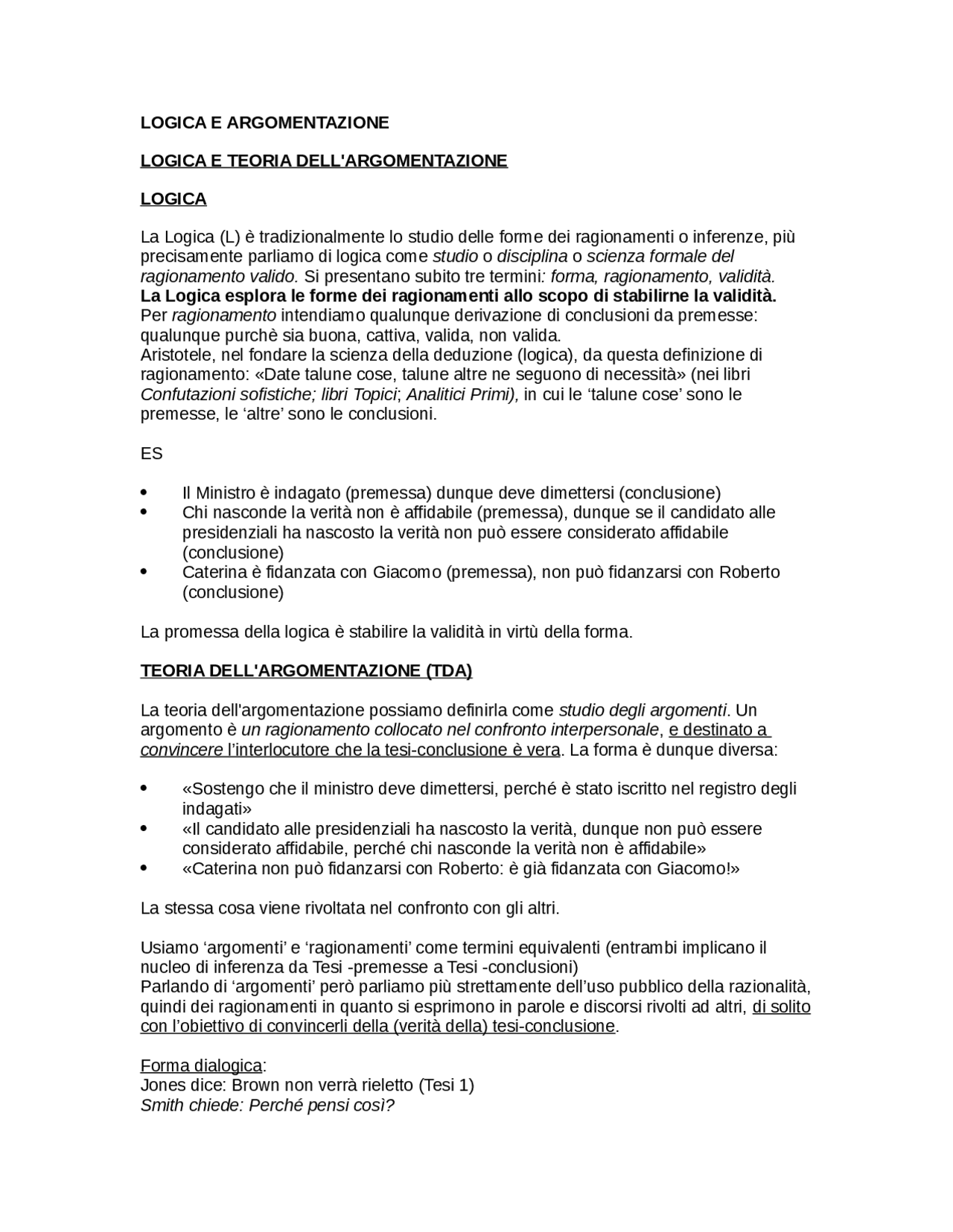 Logica E Argomentazione Docsity