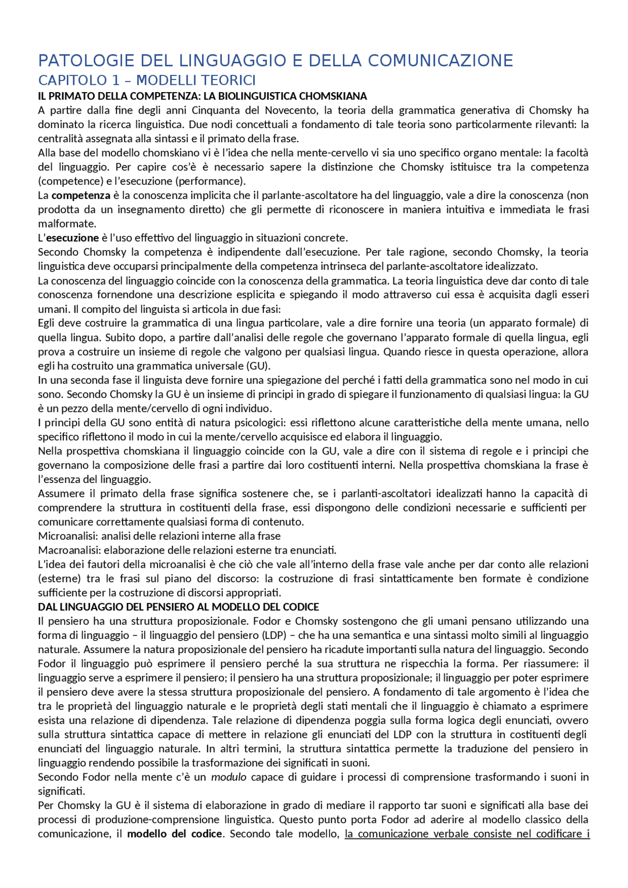 Patologie Del Linguaggio E Della Comunicazione Docsity