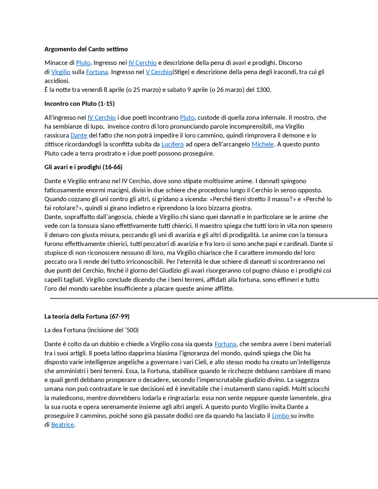 Divina Commedia Canto Sette Docsity