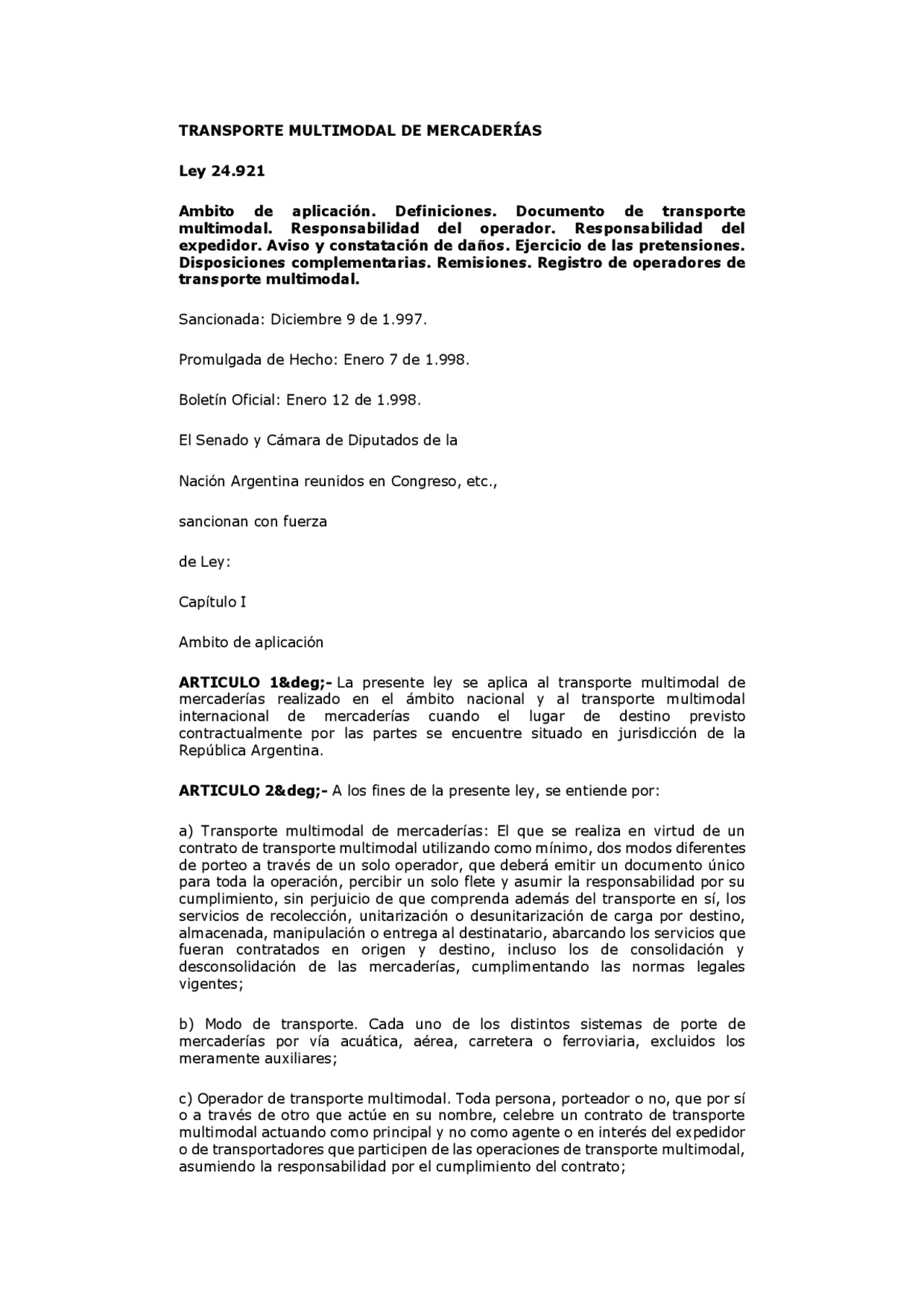 Transporte Multimodal: Contrato, Documentación y Responsabilidad ...
