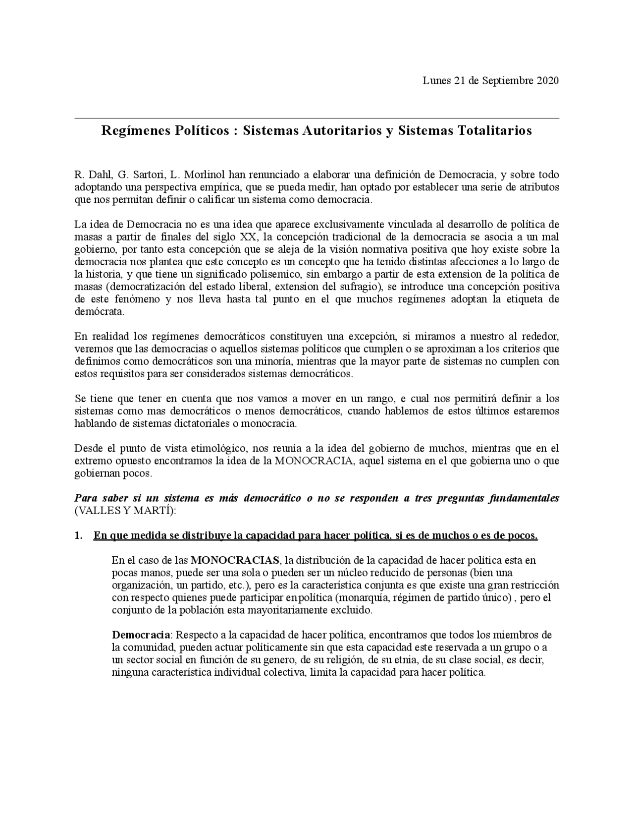 Regímenes Políticos: Sistemas Autoritarios y Totalitarios - Docsity