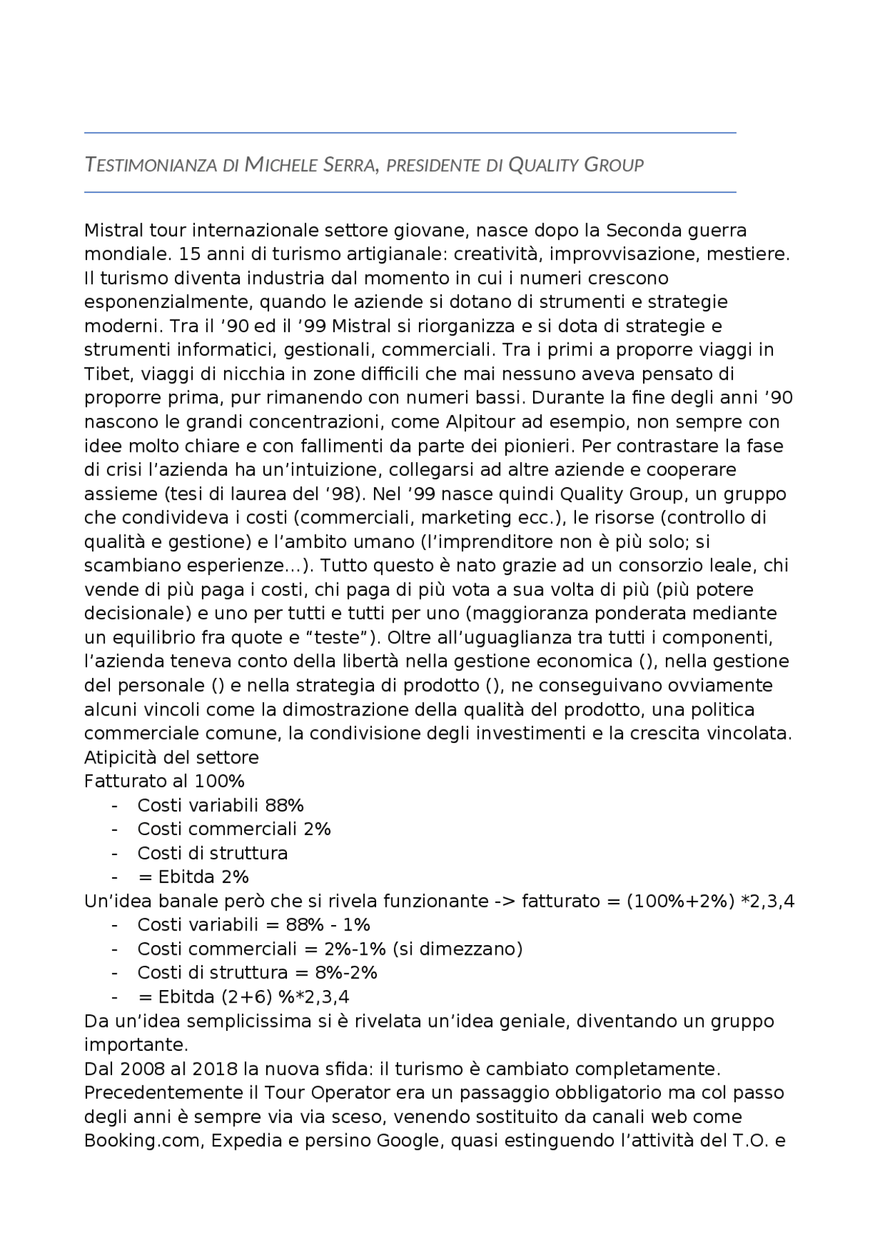 Appunti Presi In Classe Quality Group Testimonianza Docsity