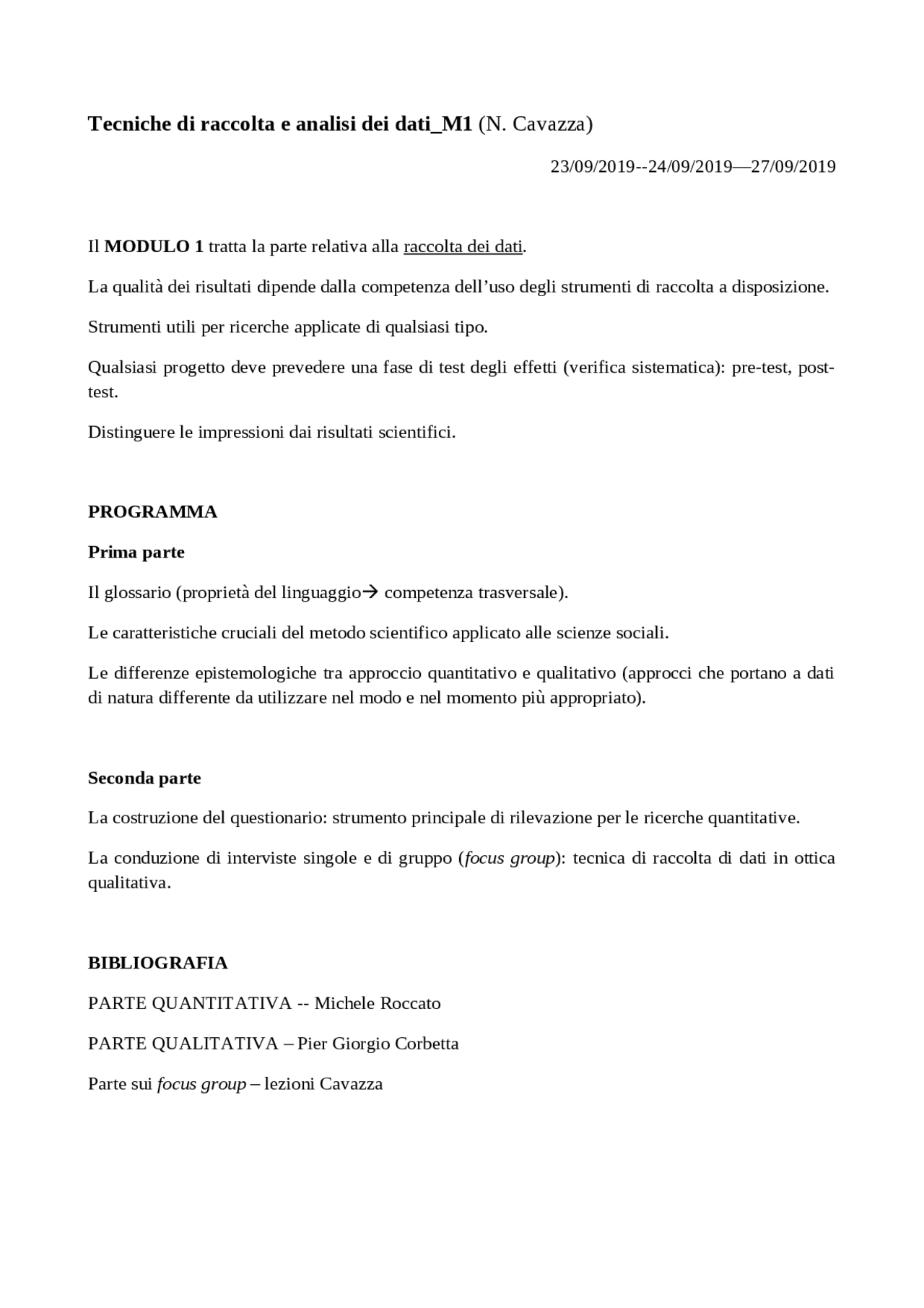 Appunti Cavazza Lezioni Docsity