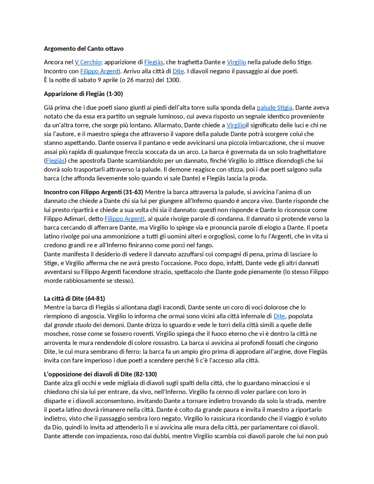 Divina Commedia Canto Otto Docsity