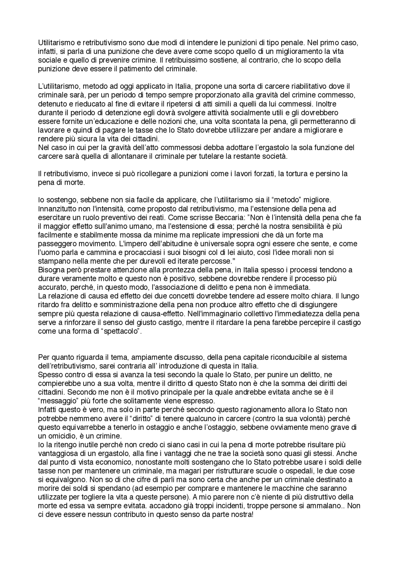 Pena Di Morte E Le Sue Diverse Concezioni Docsity