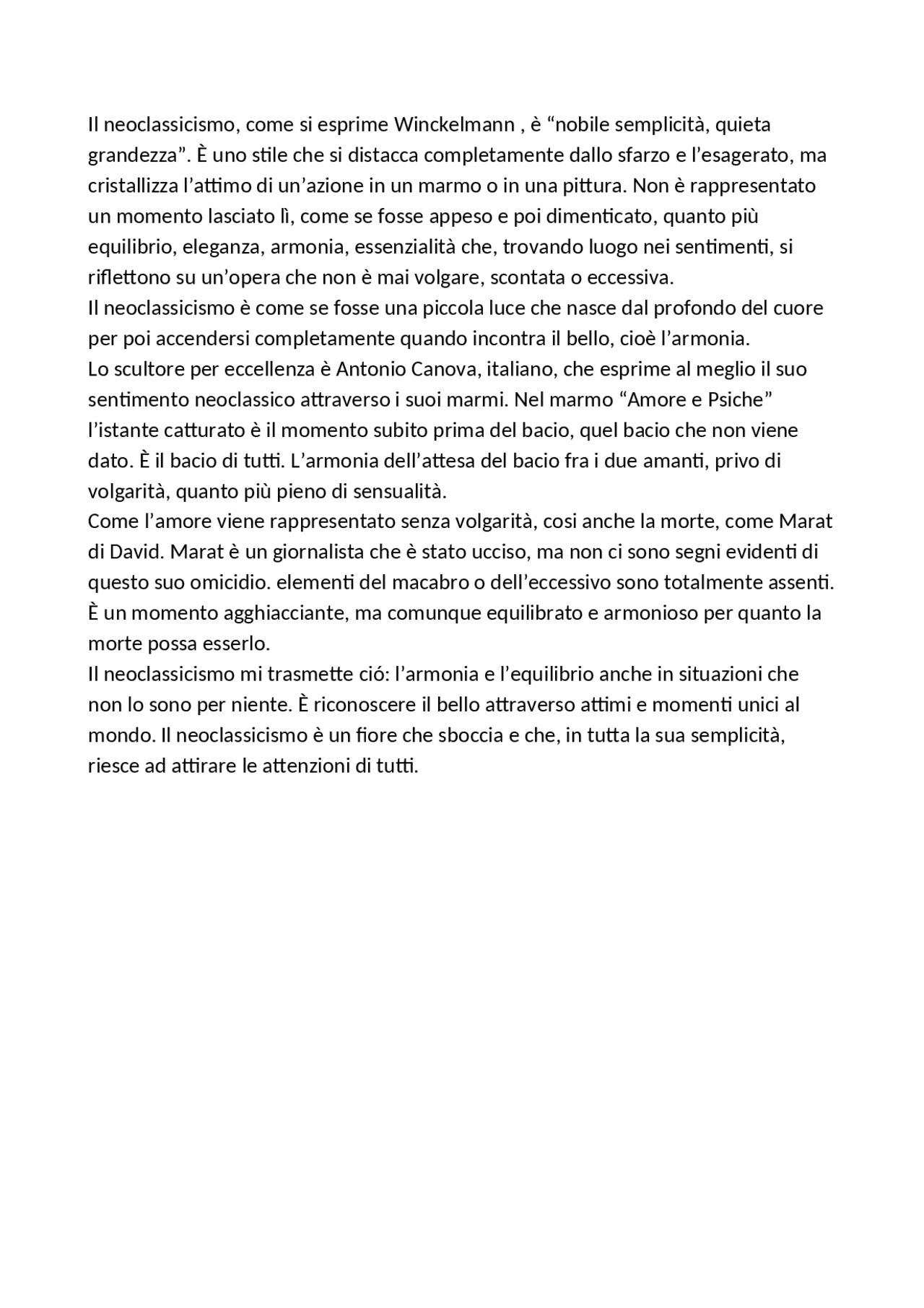 Commento Sul Neoclassicismo Docsity