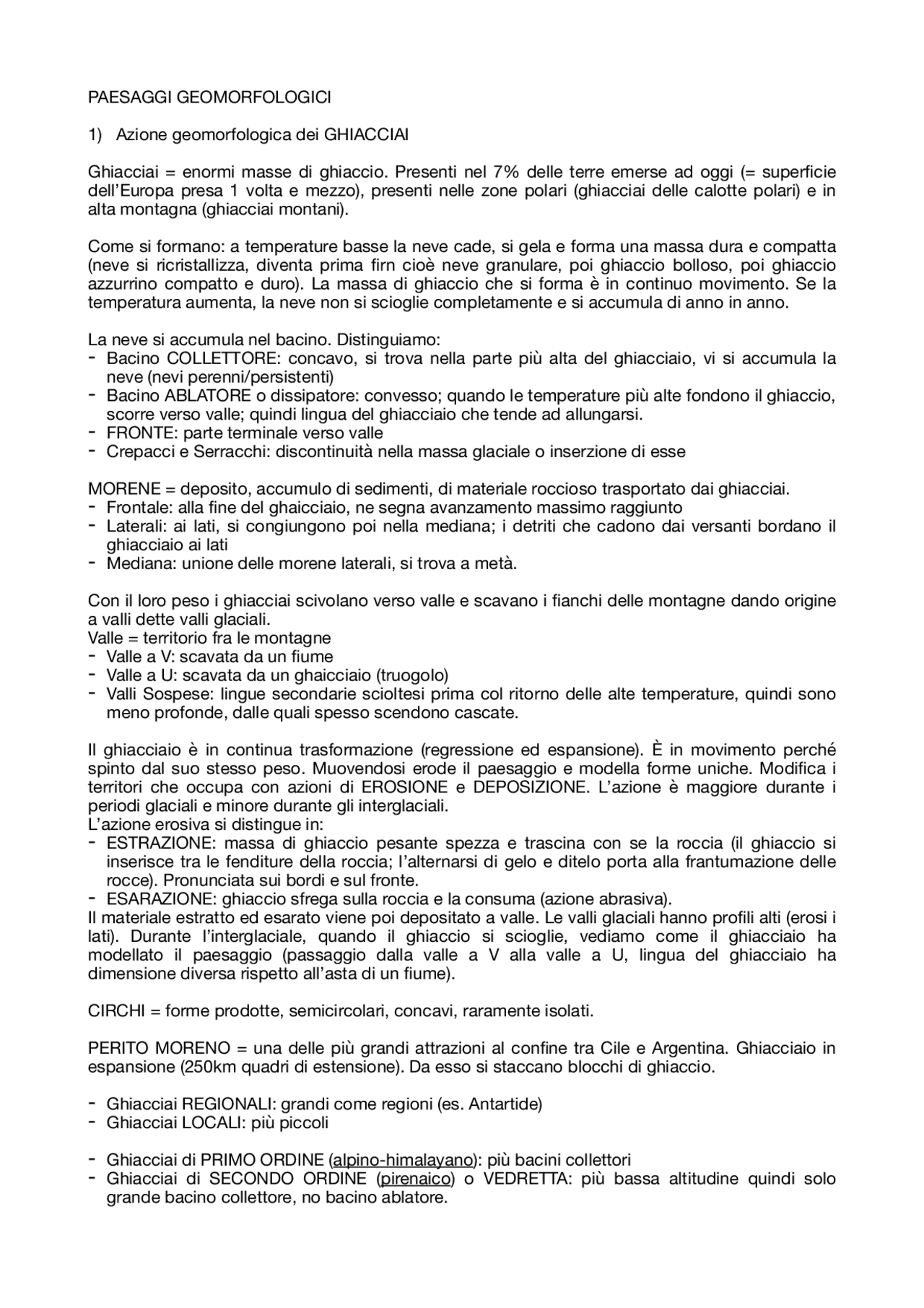 Paesaggi Geomorfologici Modulo 1 Docsity