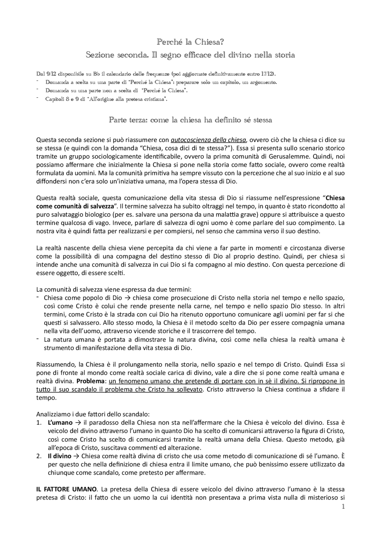 Appunti Teologia 2 Alberto Seconda Parte Del Perchè La Chiesa Docsity