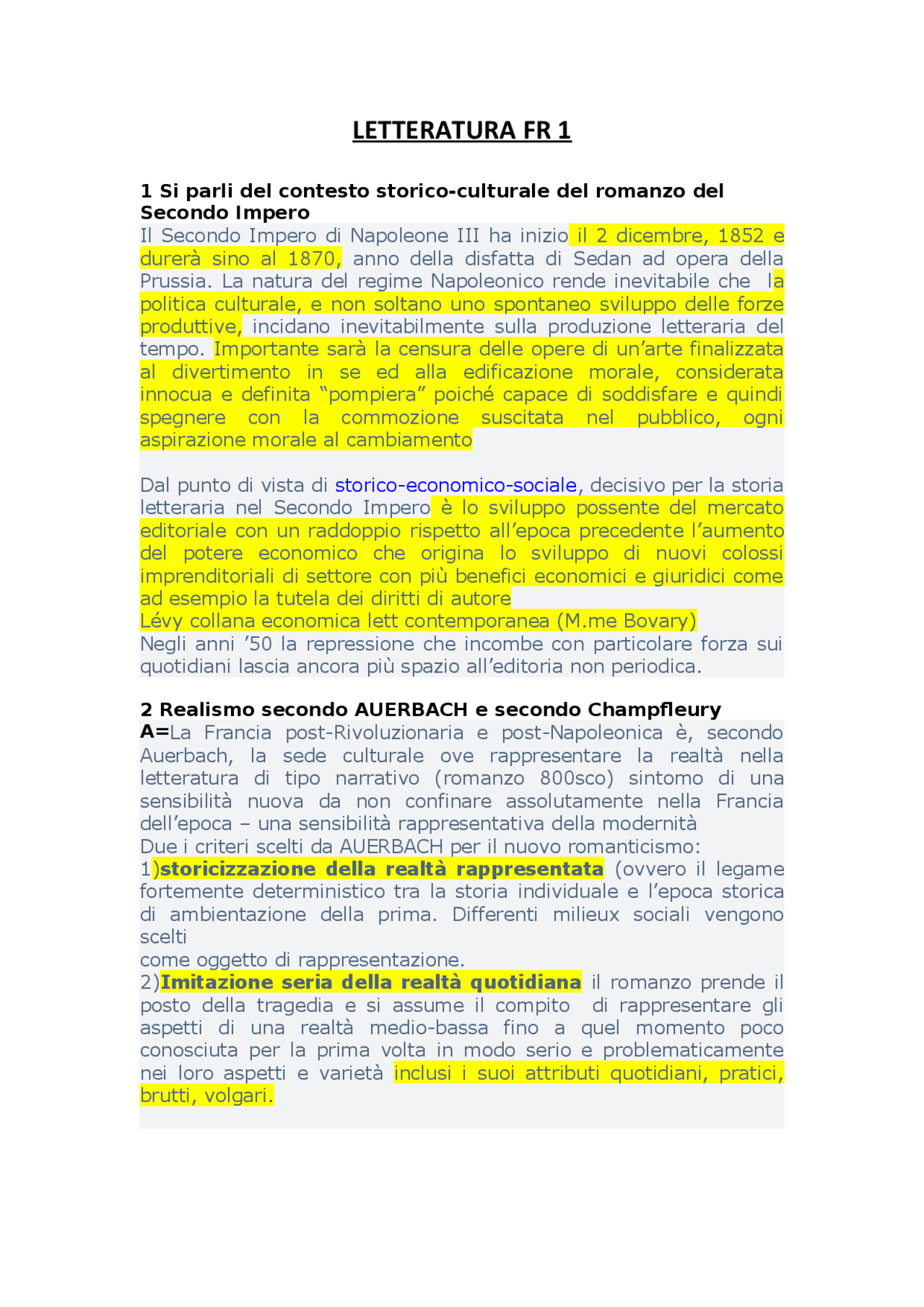Letteratura Francese 1 Risposte Aperte Docsity
