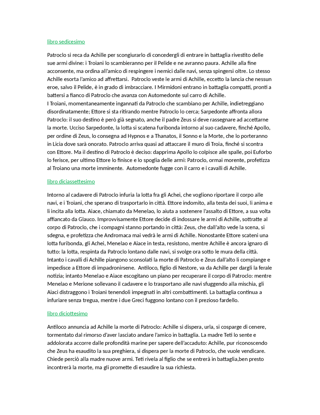 Riassunto Libri Iliade 2 Docsity