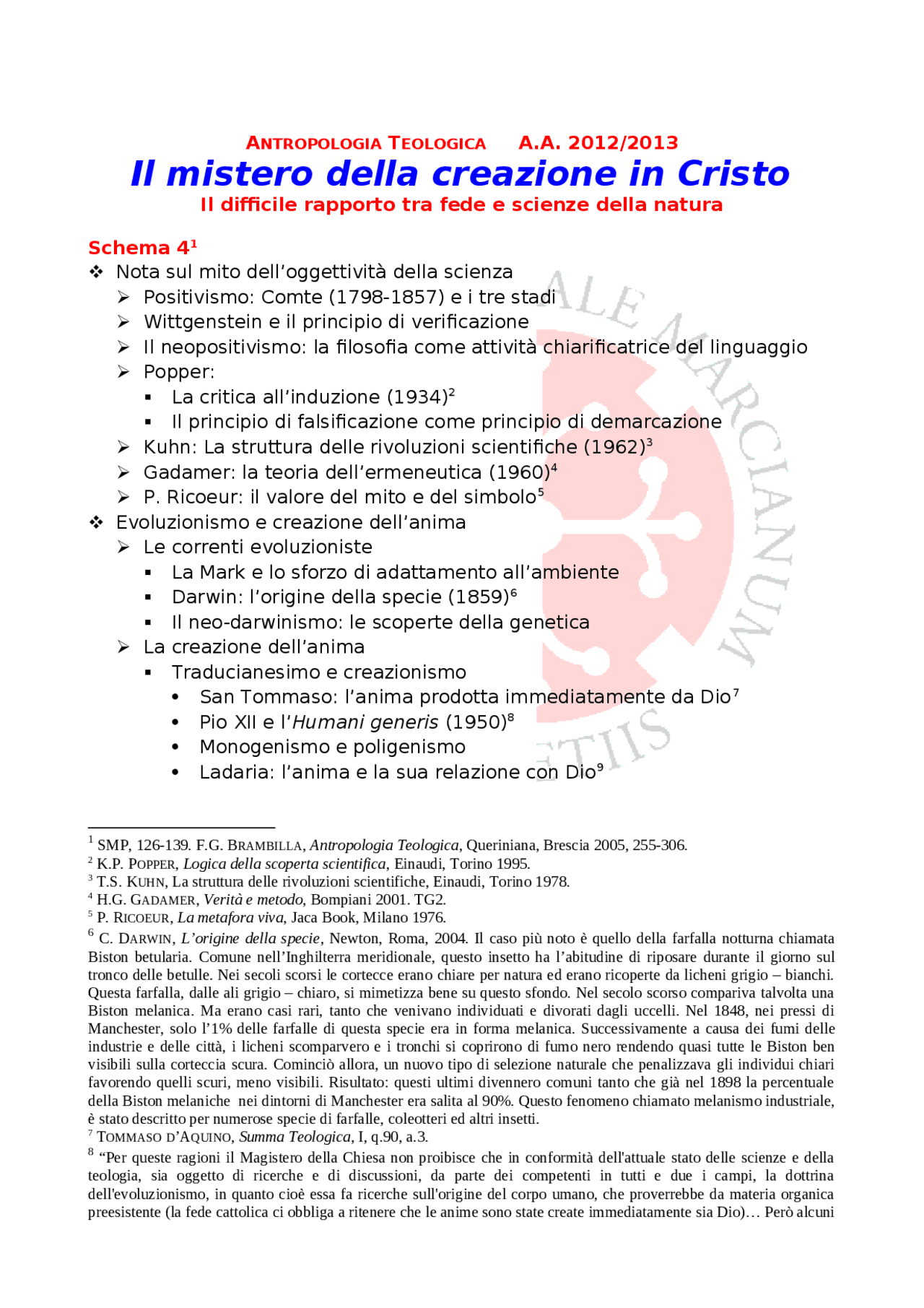 Scienza E Fede Sintesi Docsity