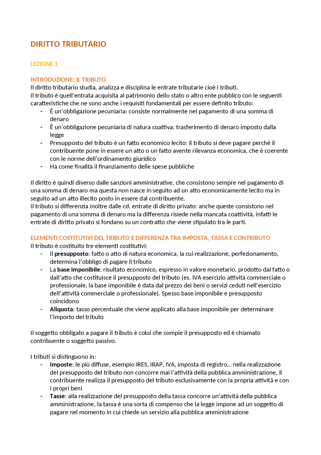Appunti Diritto Tributario Prof Gaffuri Docsity