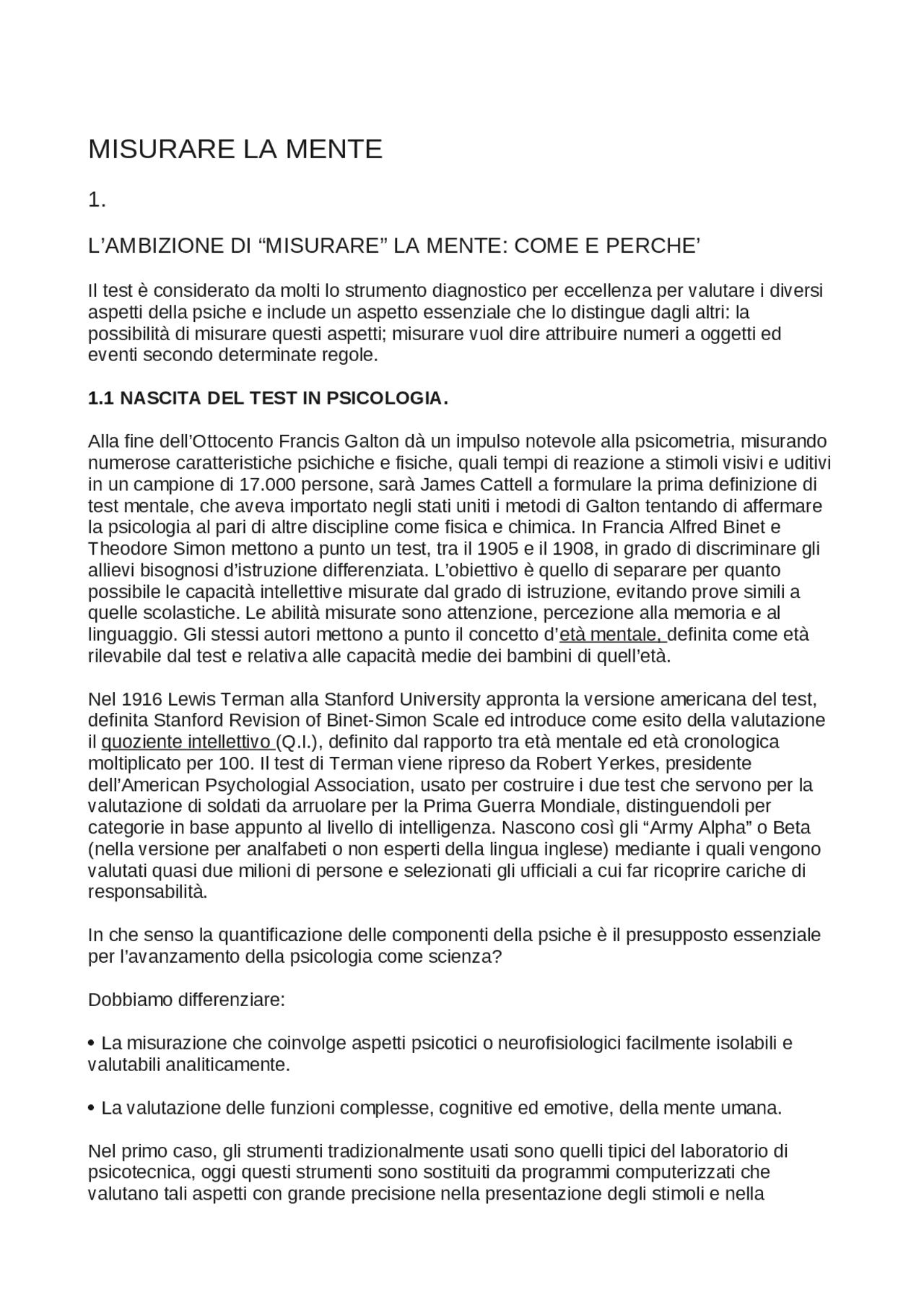 Misurare La Mente Di Nuovo Docsity