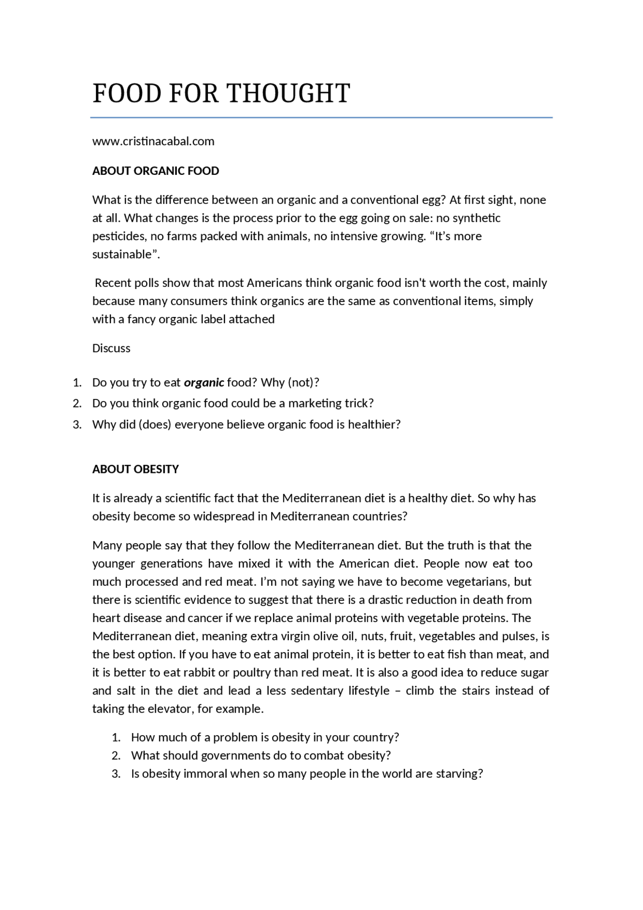 Food english lesson plan - Docsity